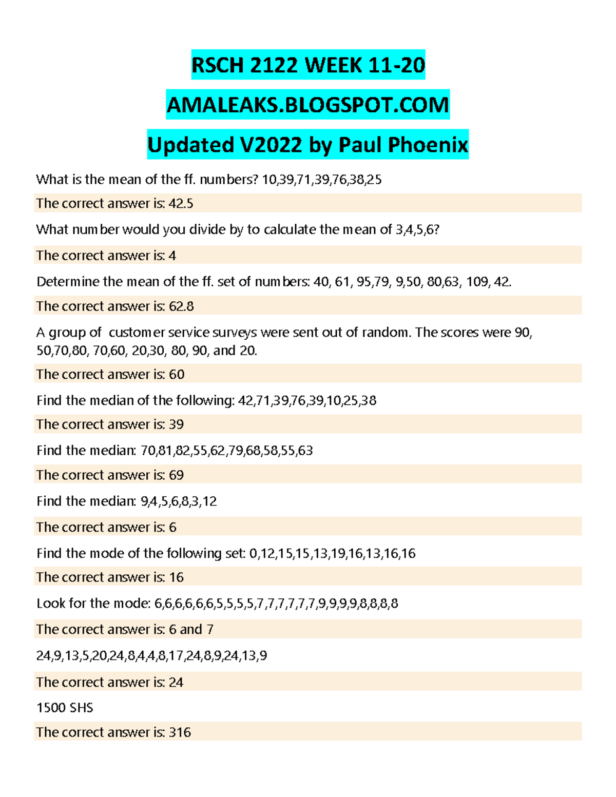 RSCH 2122 Week 20 Exam Updated 2022 - RSCH 2122 WEEK 11- 20 AMALEAKS.BLOGSPOT Updated V2022 by ...