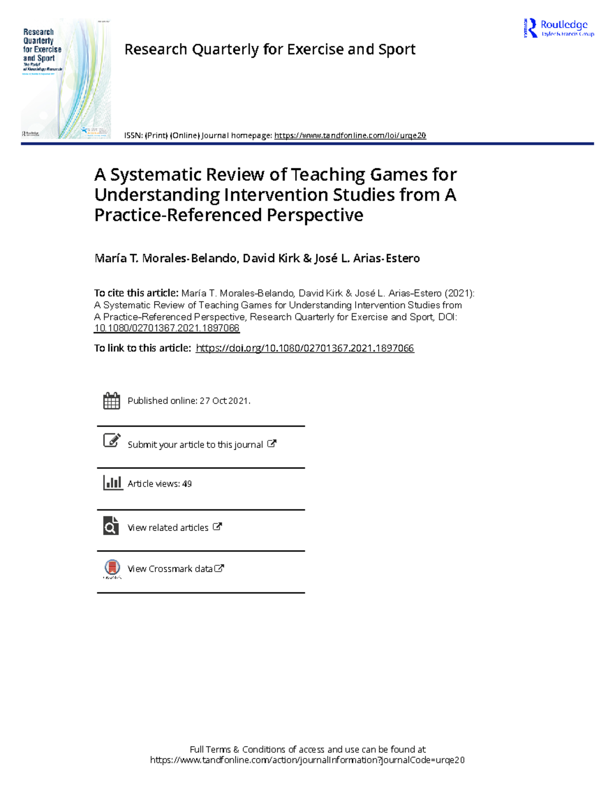 2021 ASystematic Reviewof Teaching Gamesfor Understanding Intervention ...