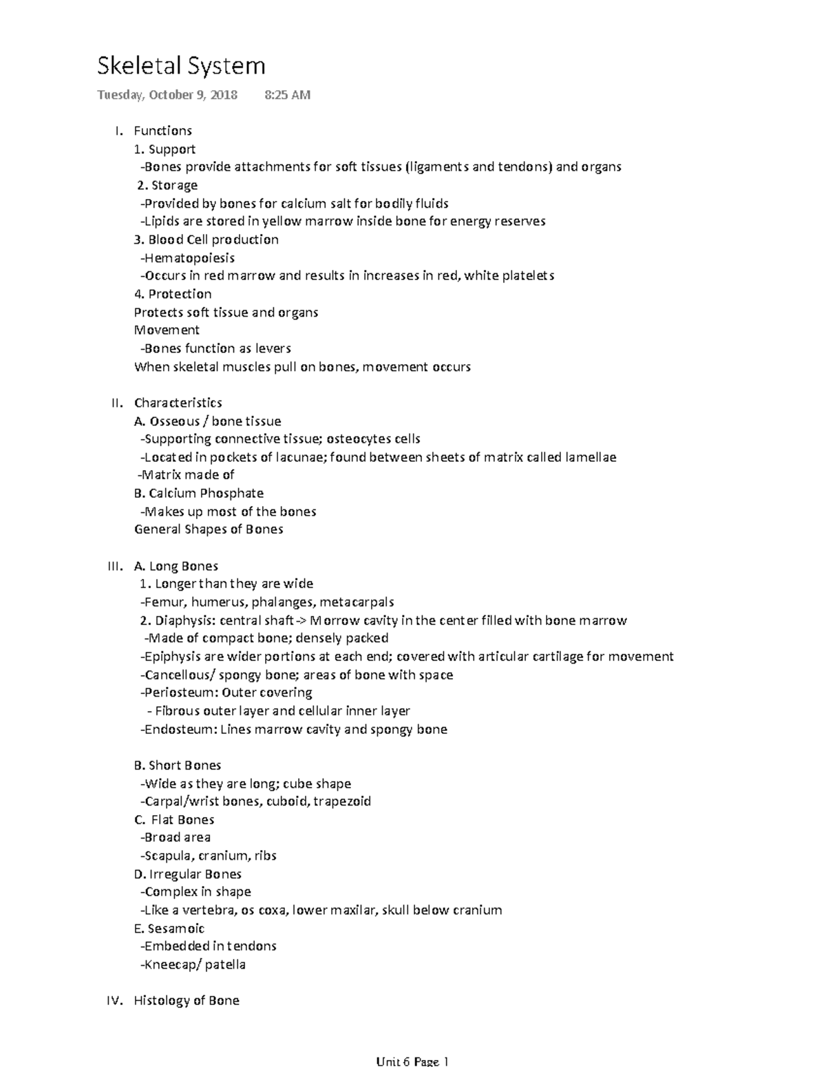 Skeletal System - Anatomy and Physiology. Notes on functions and types ...