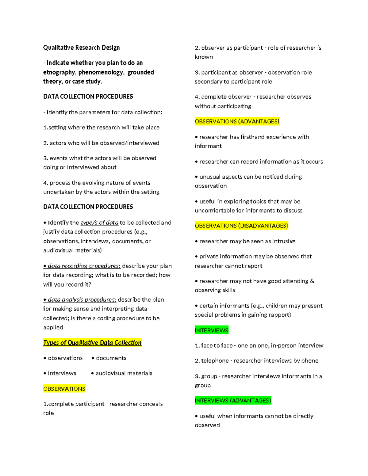 Practical Research 1 - Qualitative Research Design Indicate whether you ...