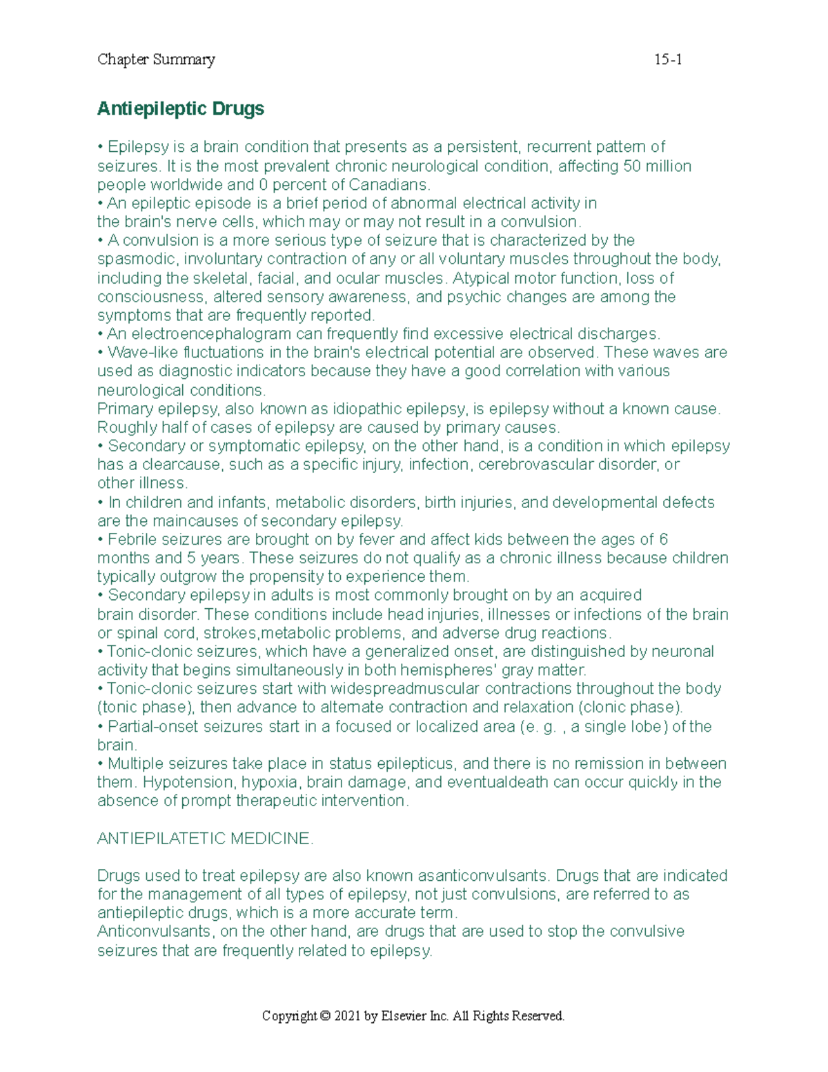 Antiepileptic Drugs - summary notes - Pharmacology for Canadian Health ...