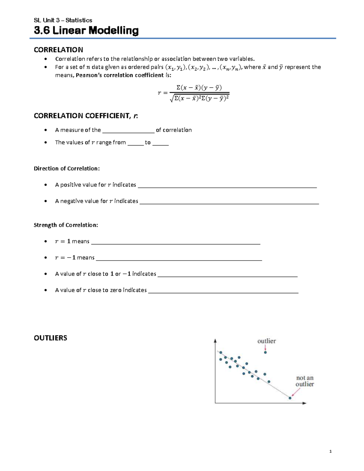 3.6 Linear Modelling - 3 .6 Linear Modelling text] CORRELATION Correlation refers to the - Studocu