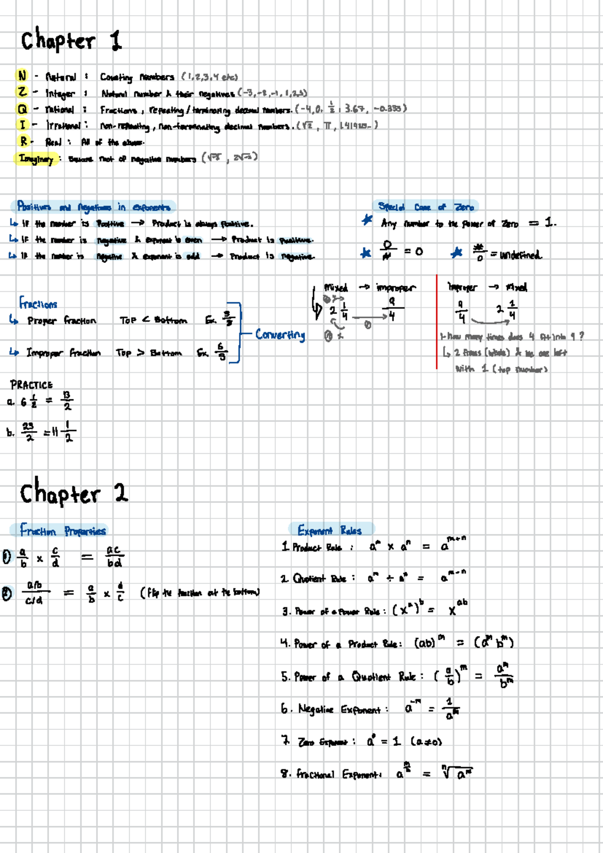 Midterm 1 Review - Chapter 1 N-Natural : Counting numbers (1 , 2 , 3 , 4 etc 2-Integer : Natural ...