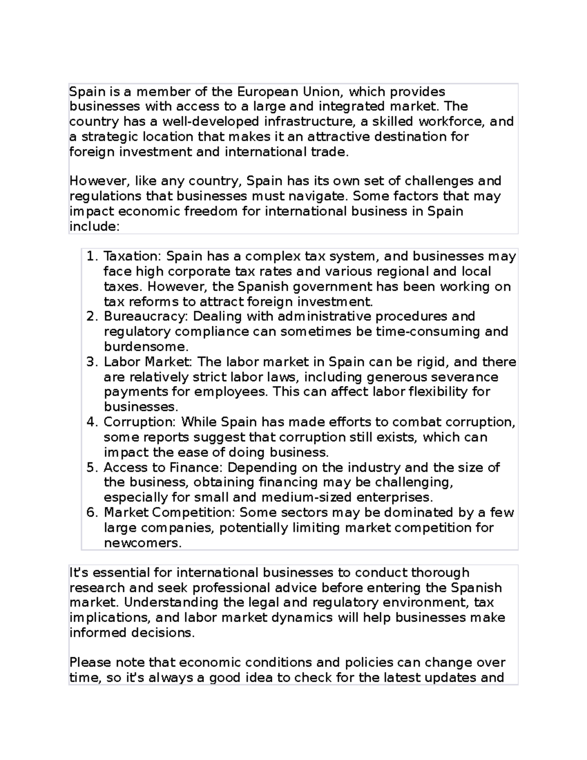 Country profile - Essay - Spain is a member of the European Union ...