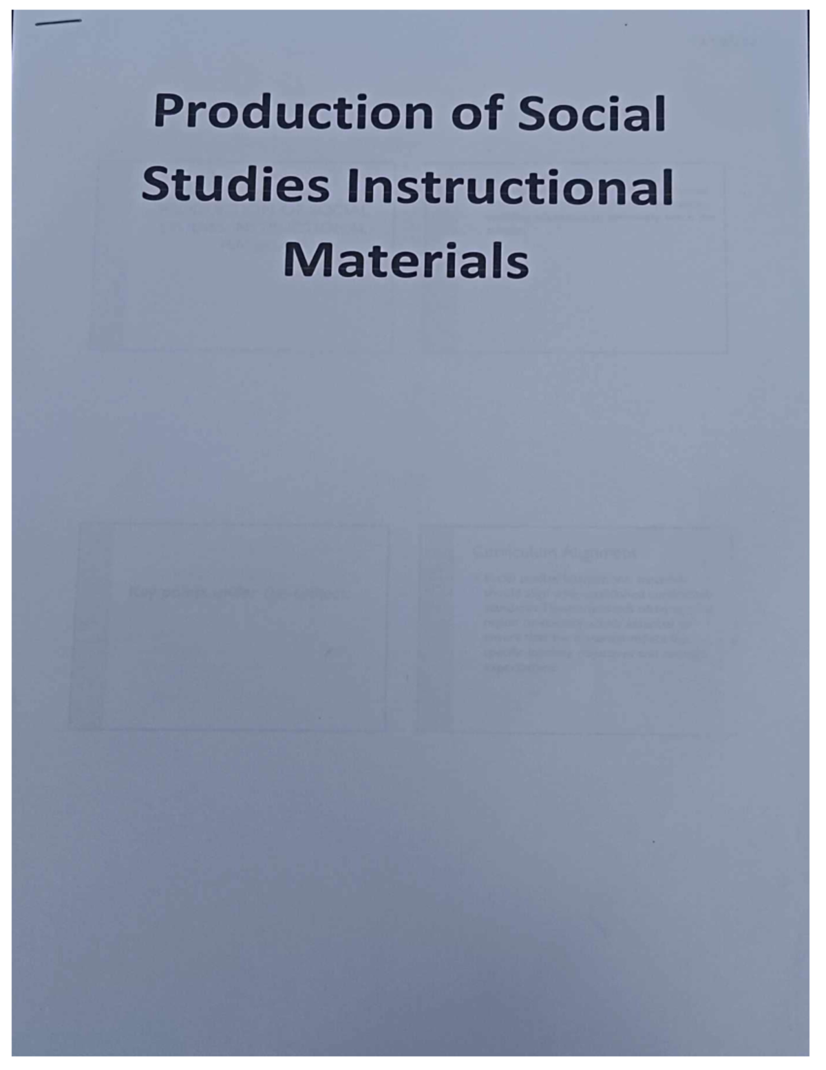Production of Social Studies Material Module - BSED - Studocu