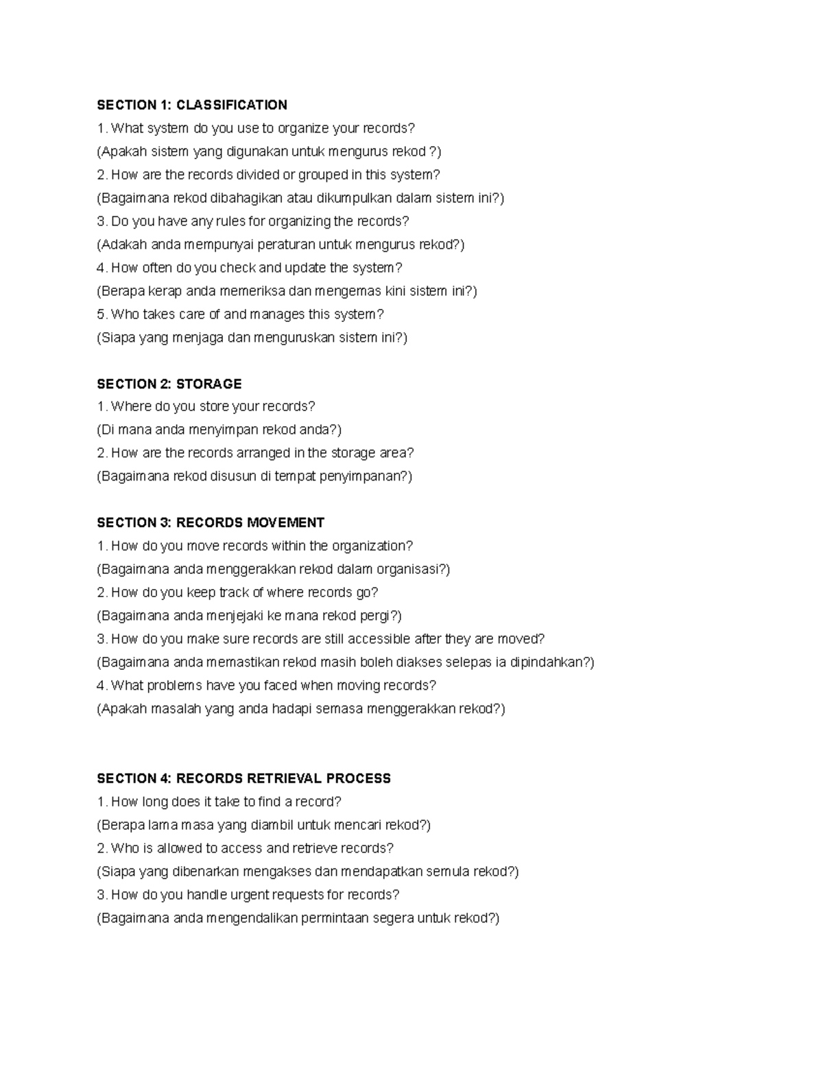 IMR 512 Question - SECTION 1: CLASSIFICATION What system do you use to ...