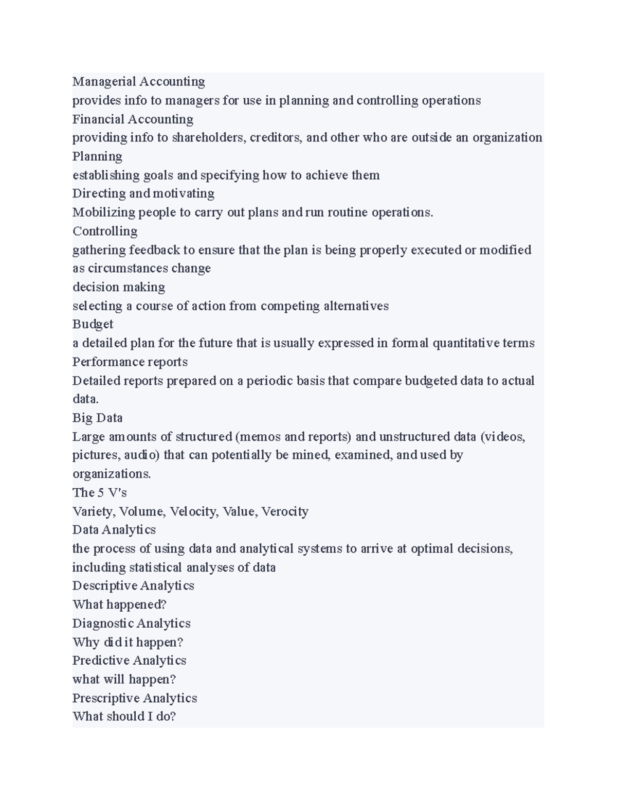 Managerial Accounting 2 - Managerial Accounting provides info to ...