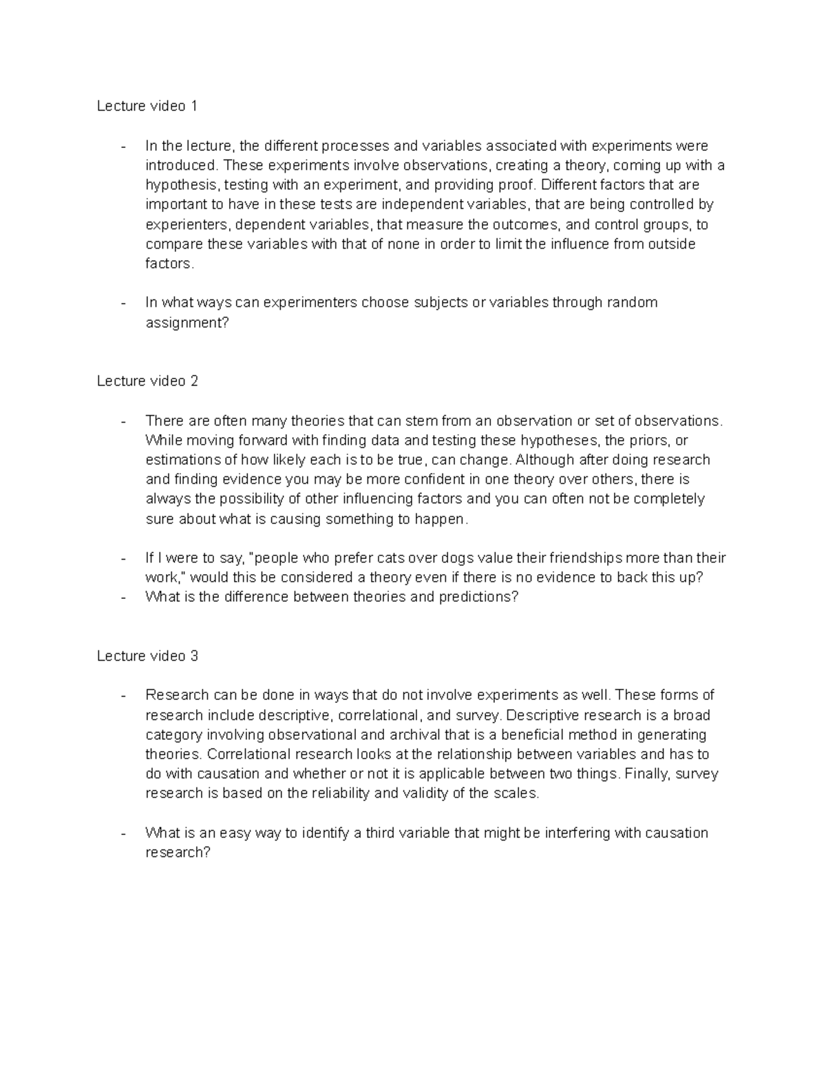 WSQ2 summary assignment - Lecture video 1 In the lecture, the different ...