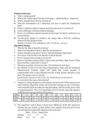 Review questions（Introduction to statistics） - Review questions Review ...