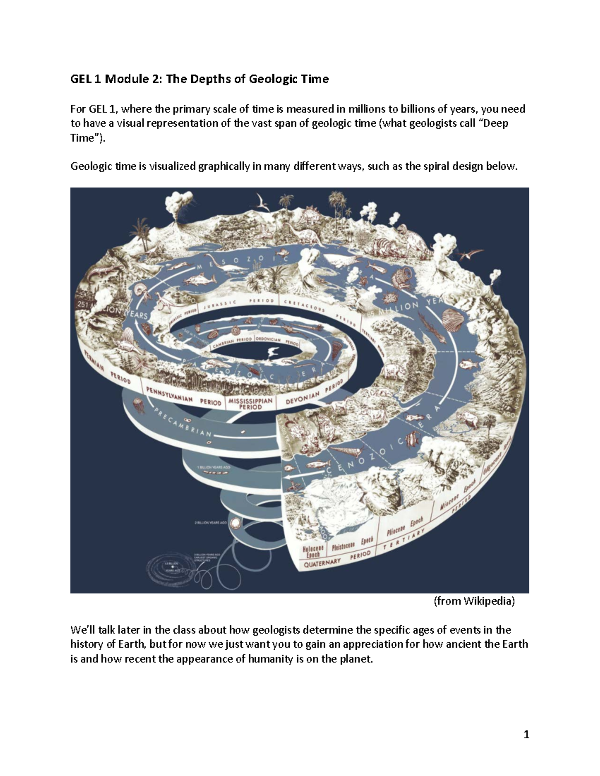 GEL1 Module 2- Deep Time - GEL 1 Module 2: The Depths of Geologic Time ...