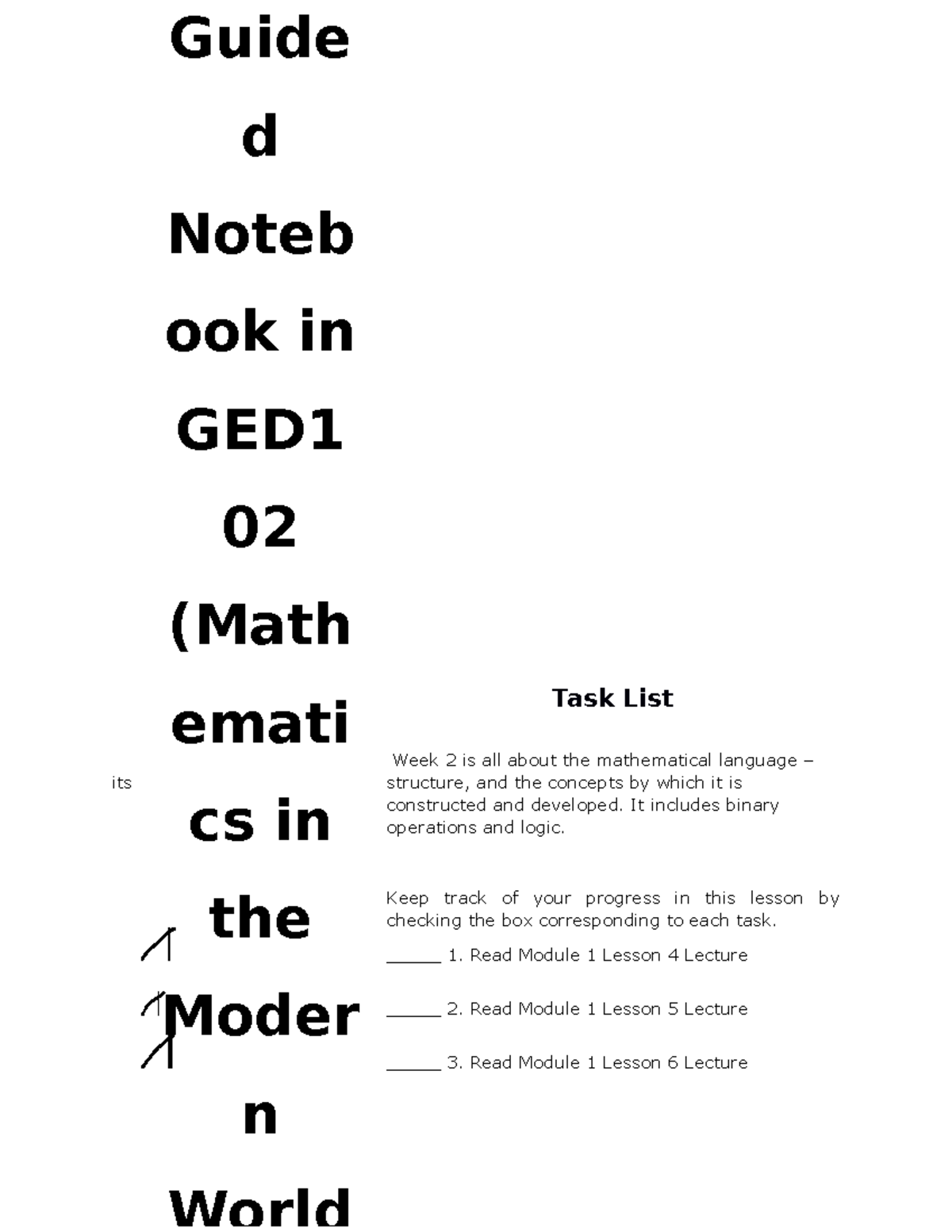 GED102 Week 2 WGN (1) - Week 2 WGN (guided notebook) - Task List Week 2 ...