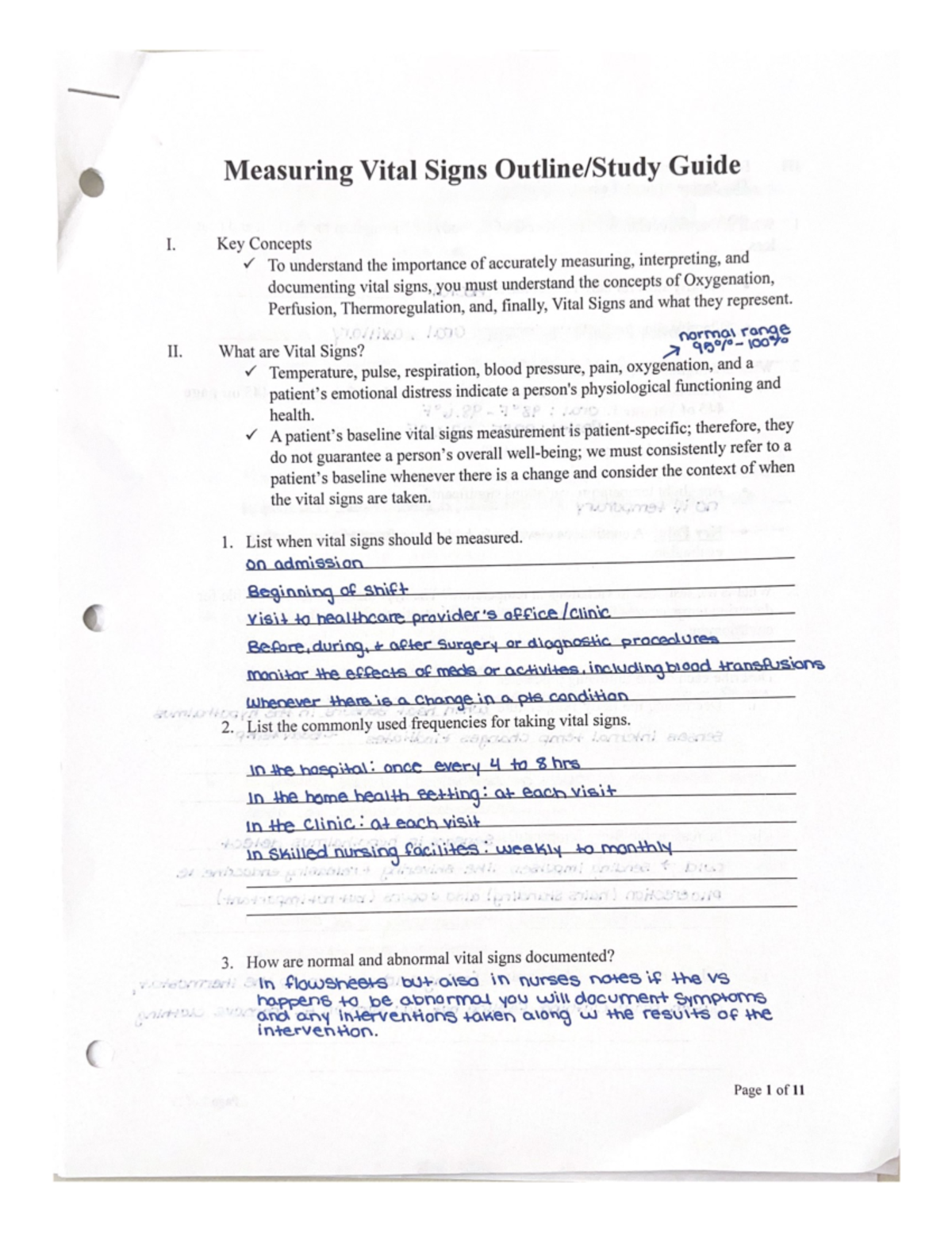 Measuring Vital Signs Outline Study Guide 2 - NURS 113 - Studocu