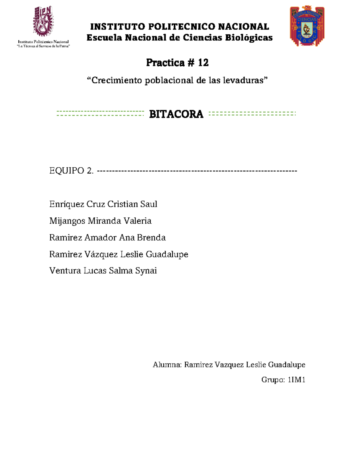 Bitacora 12. Ramirez Vazquez Leslie Gpe - Escuela Nacional de Ciencias ...