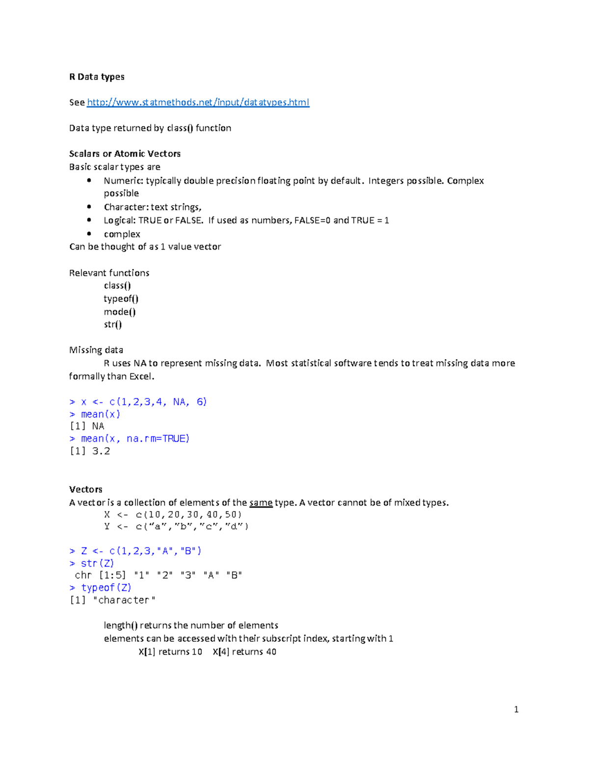 5724 dw 01 R data wrangling v07 - R Data types See statmethods/input/datatypes.html Data type ...