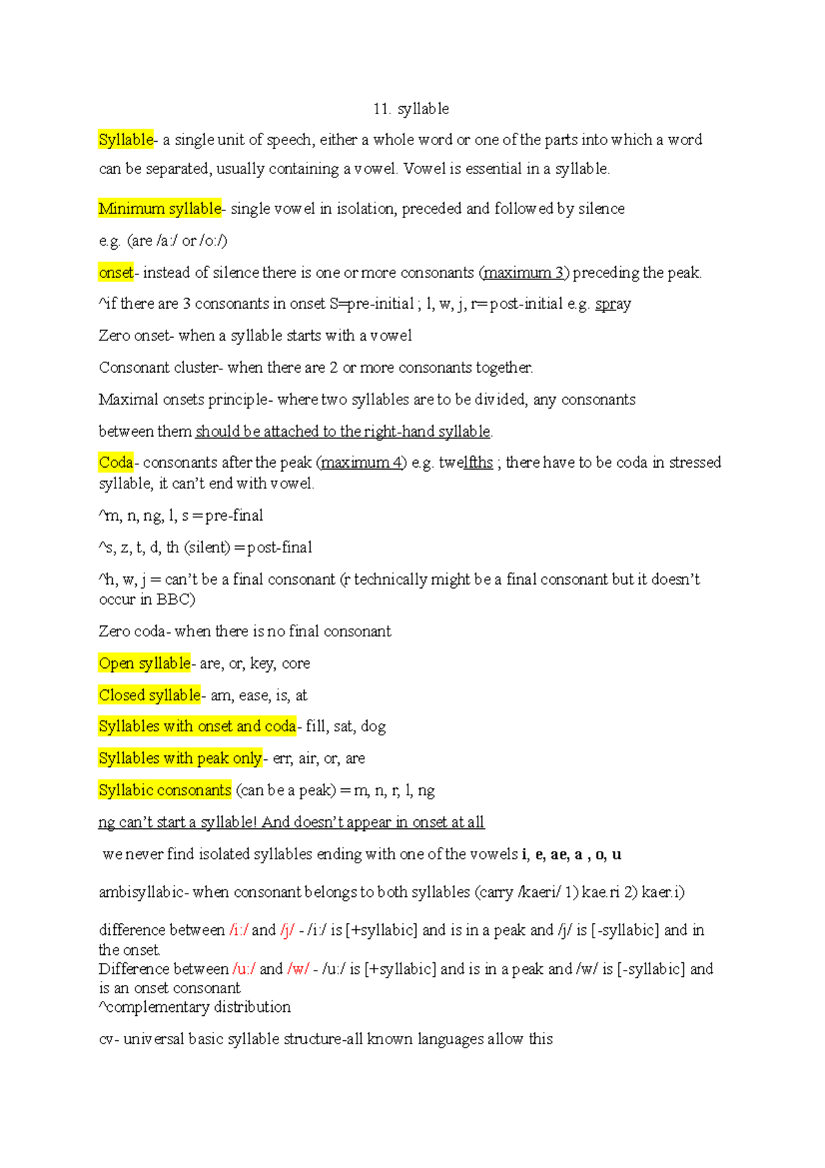 11-syllable - notatki gramatyka opisowa języka angielskiego - syllable ...