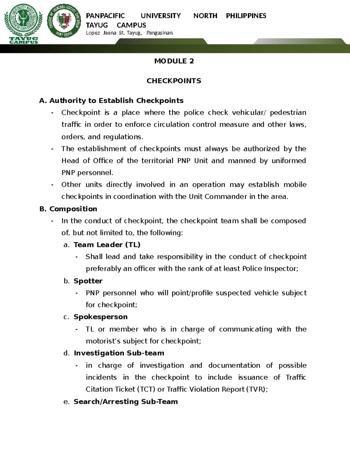 Module 2 crime mapping - TAYUG CAMPUS Lopez Jaena St. Tayug, Pangasinan ...