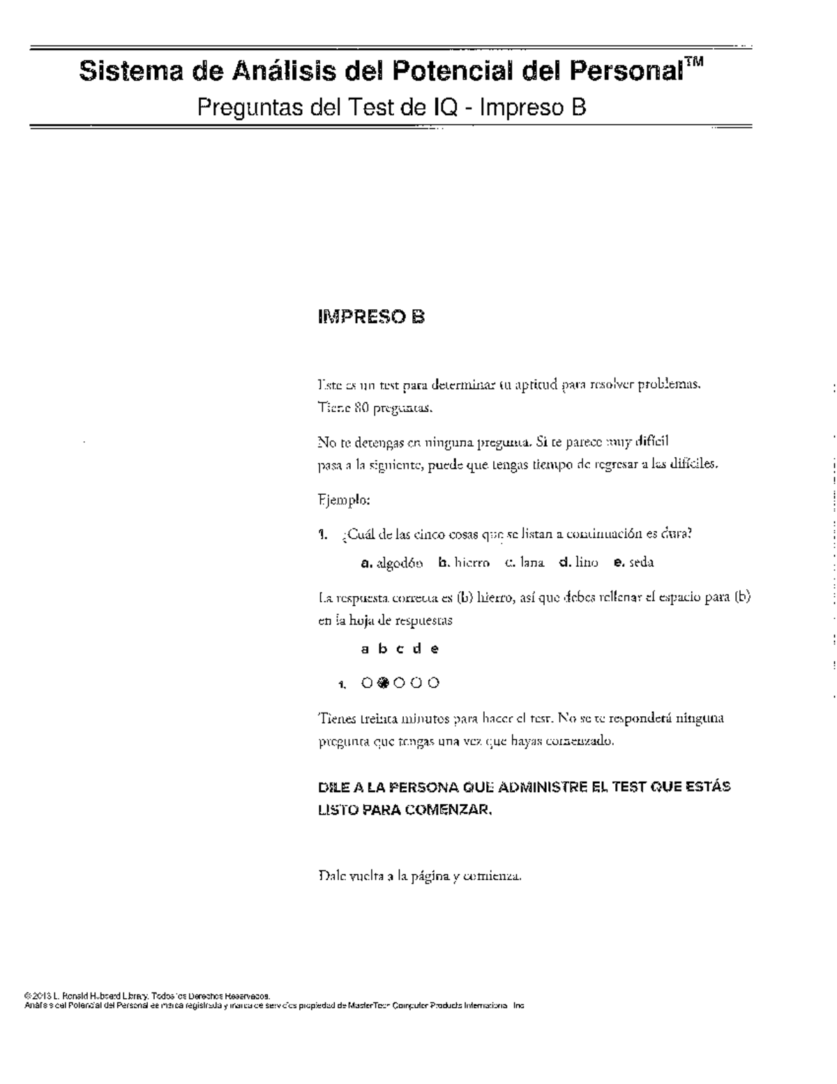 Spanish IQ Form B Questionaire - Sistema de Análisis del Potencial del ...