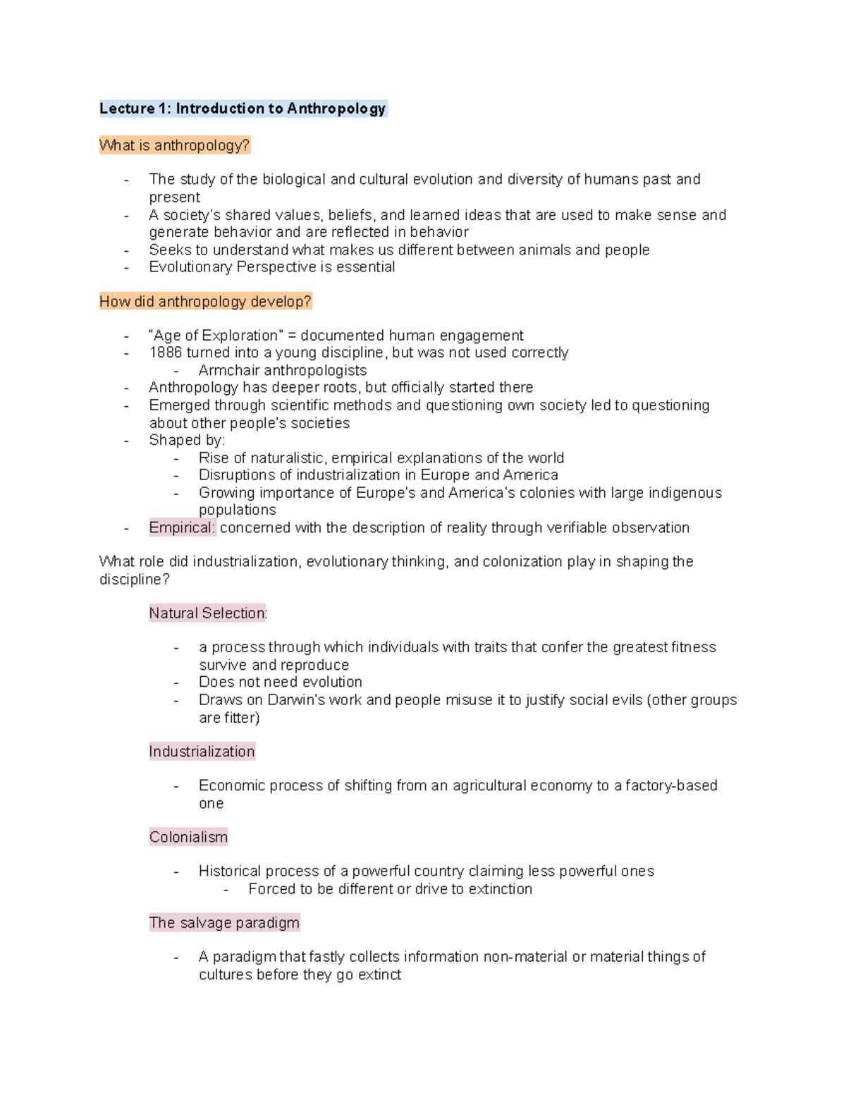 ANT 10 Lecture 1: Introduction to Cultural Anthropology - Lecture 1 ...
