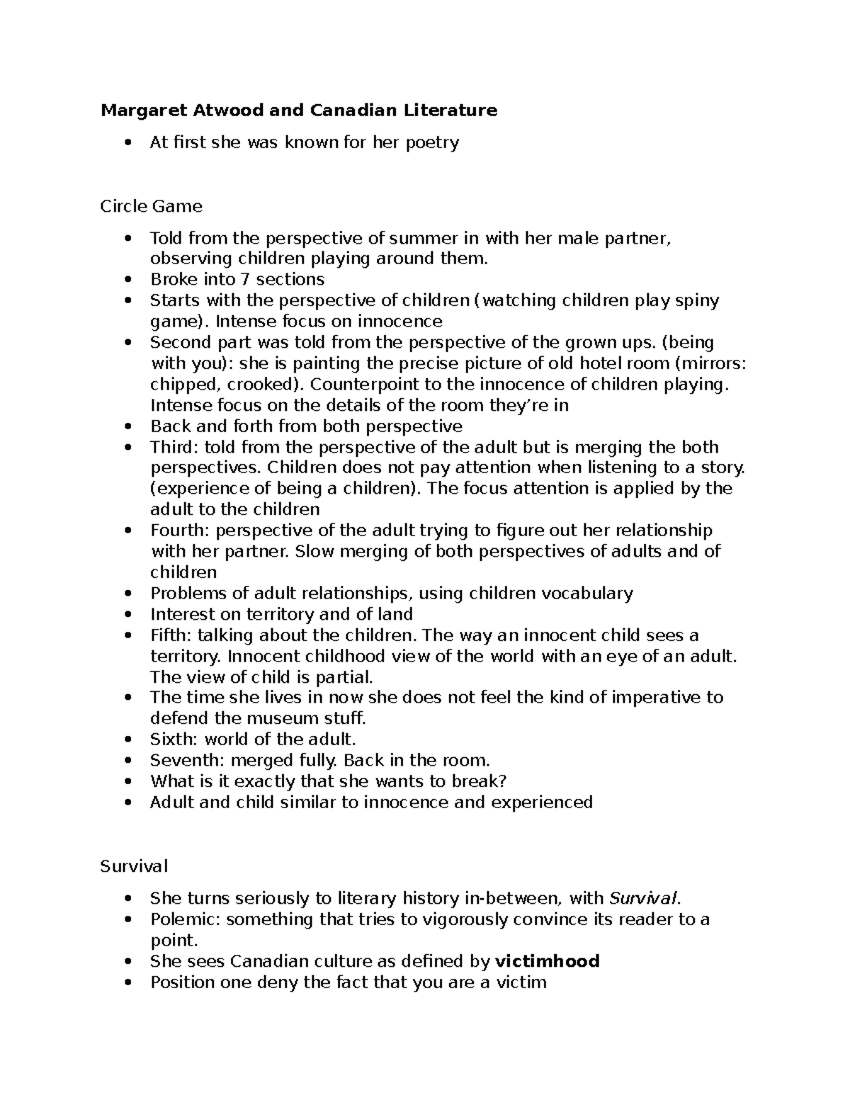 Margret Atwood - English 111 Notes - Margaret Atwood and Canadian ...