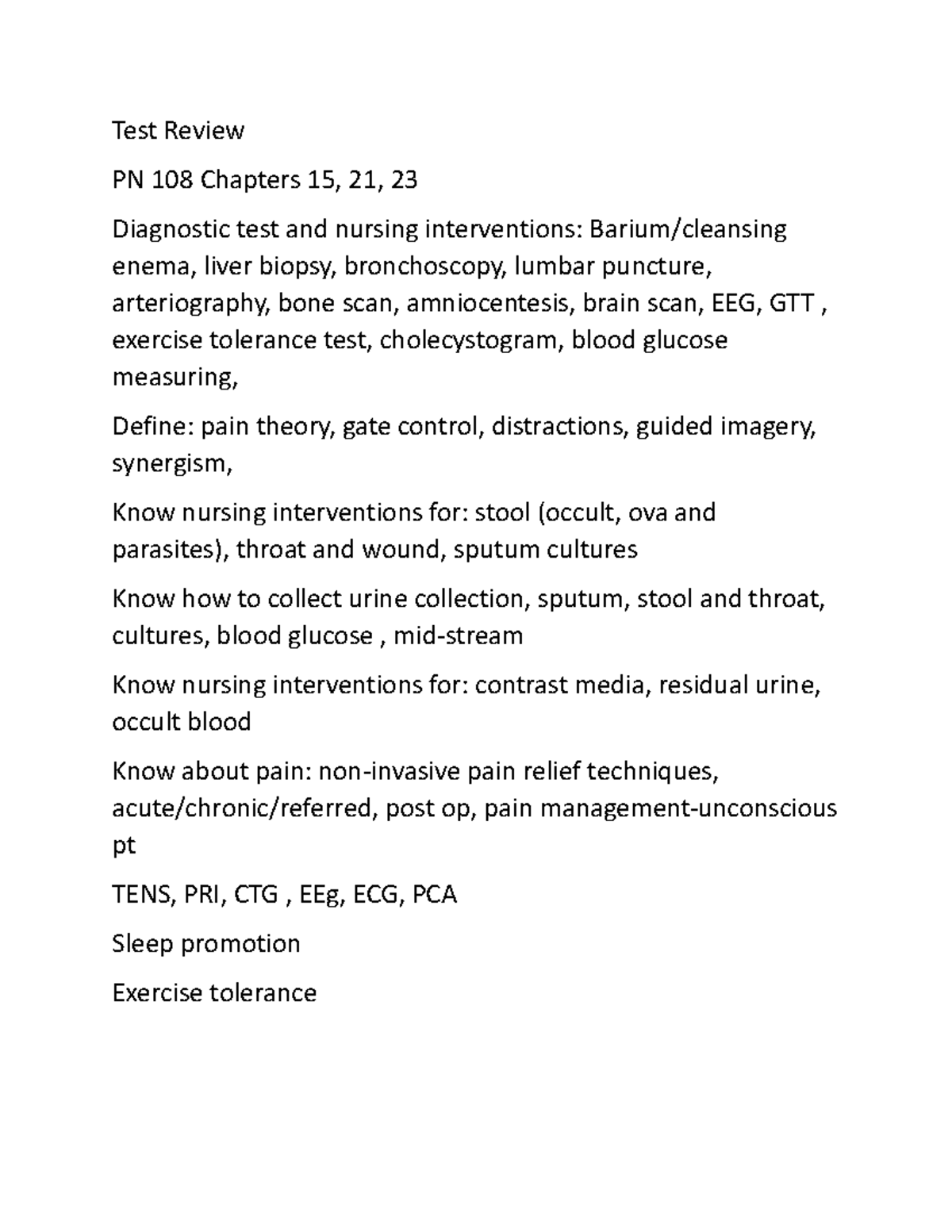 PN 108 Test Review 15, 21,23 - Test Review PN 108 Chapters 15, 21, 23 ...