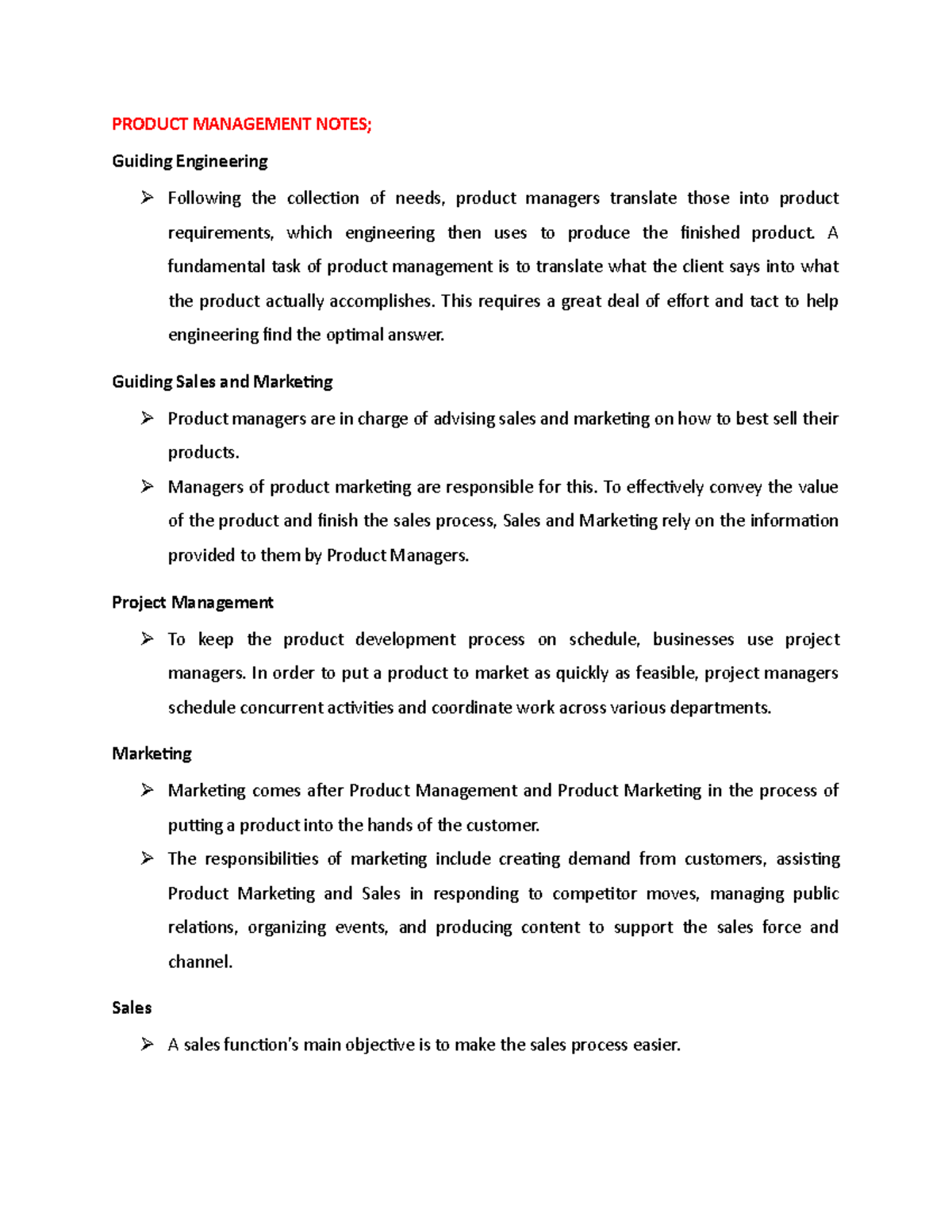Product Management - PRODUCT MANAGEMENT NOTES; Guiding Engineering ...