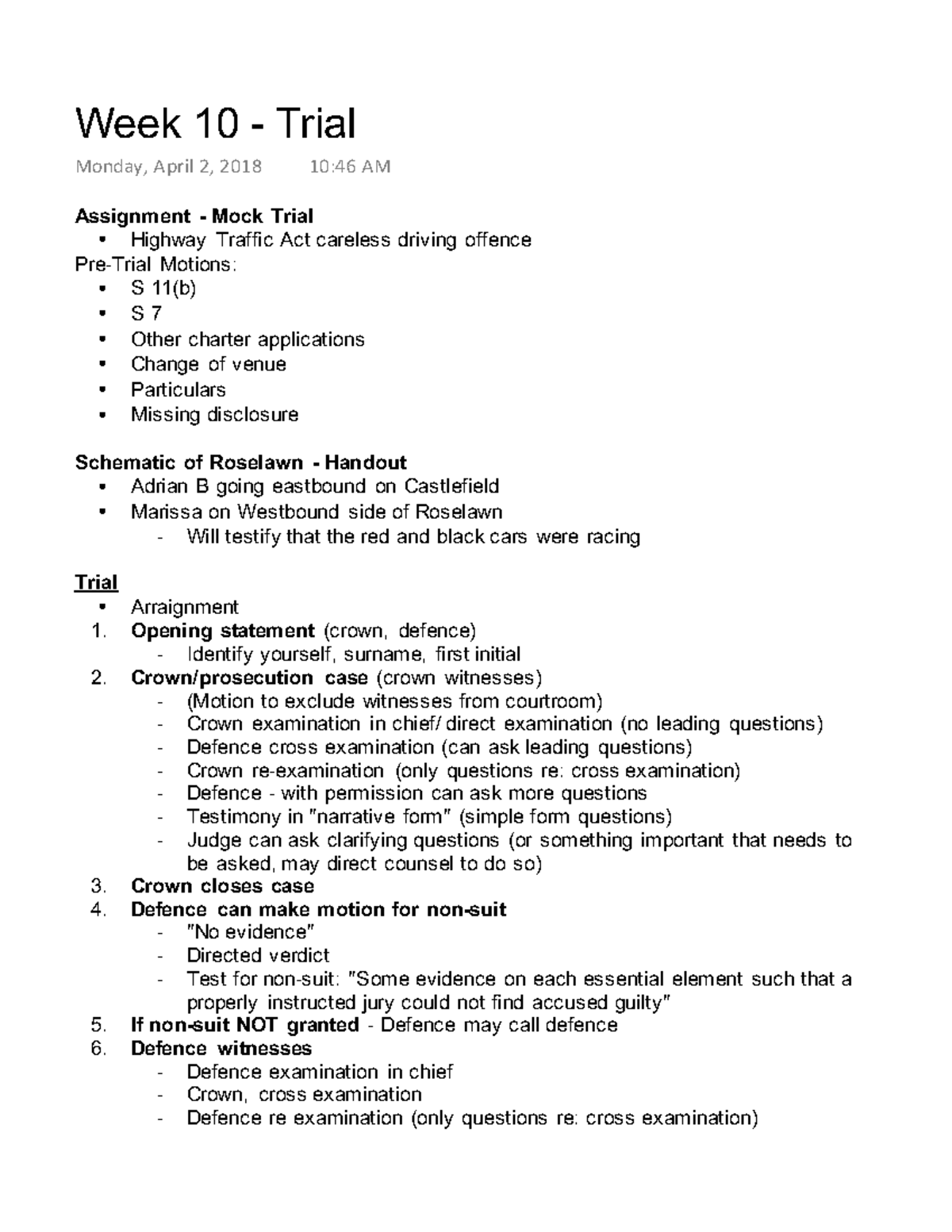 Week 10 - Trial - Week 10 - Trial Monday, April 2, 2018 10:46 AM ...