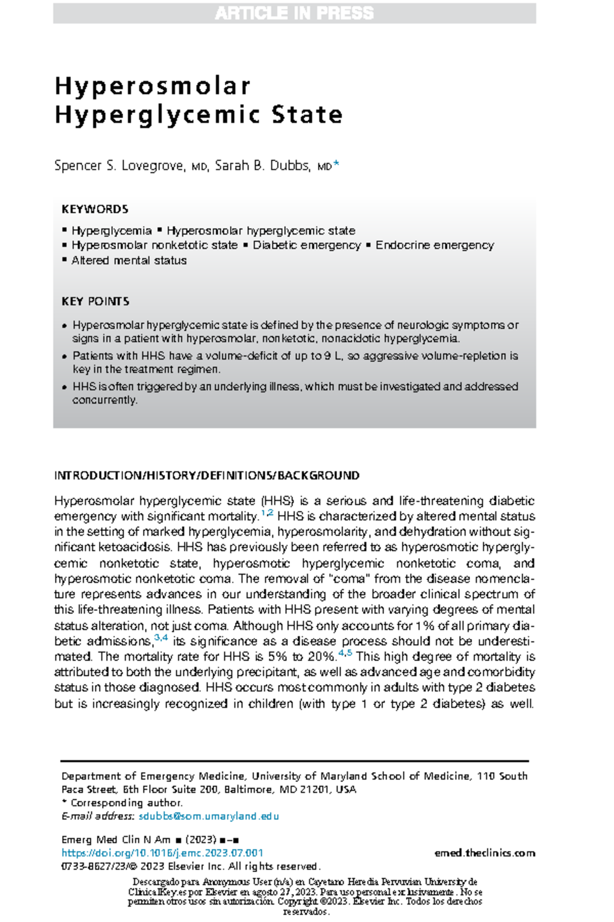 Hyperosmolar Hyperglycemic State - H y p e ro s m o l a r H yperglyc e ...