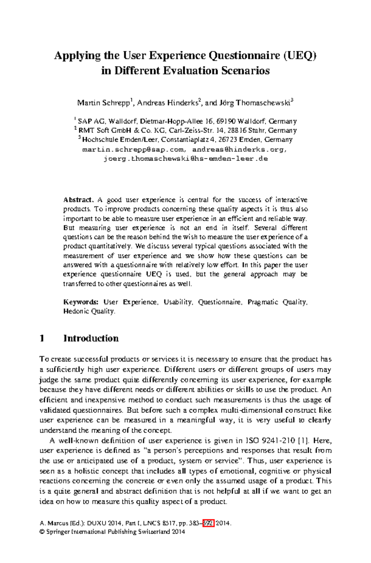 Applying the User Experience Questionnaire (UEQ) in Different ...
