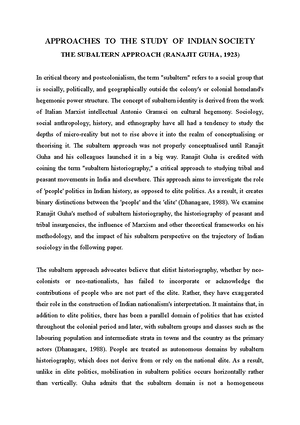 1. Subaltern Perspective AND Ambedkar'S Contribution - SOCIOLOGY ...
