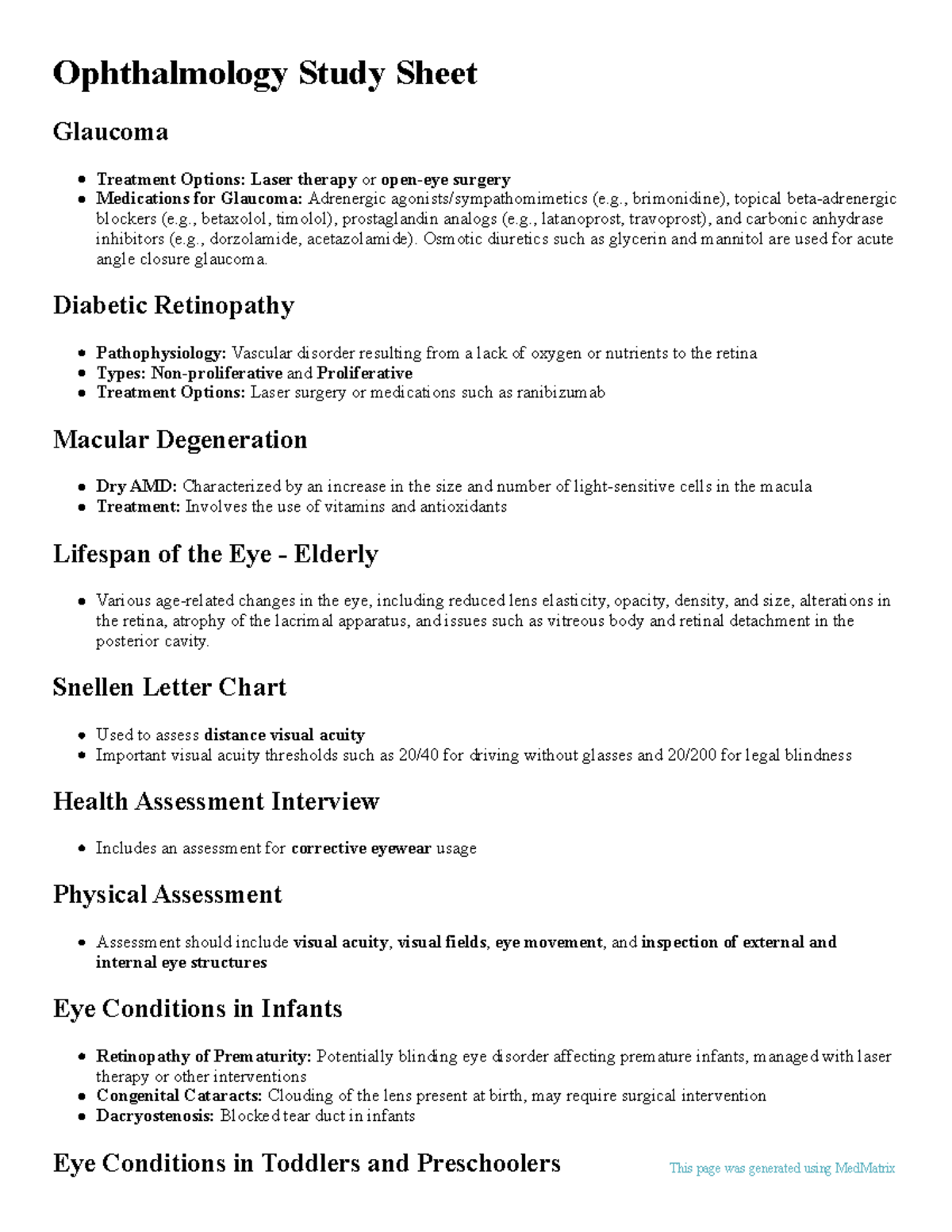 Eye - eyes and meds - Ophthalmology Study Sheet Glaucoma Treatment ...
