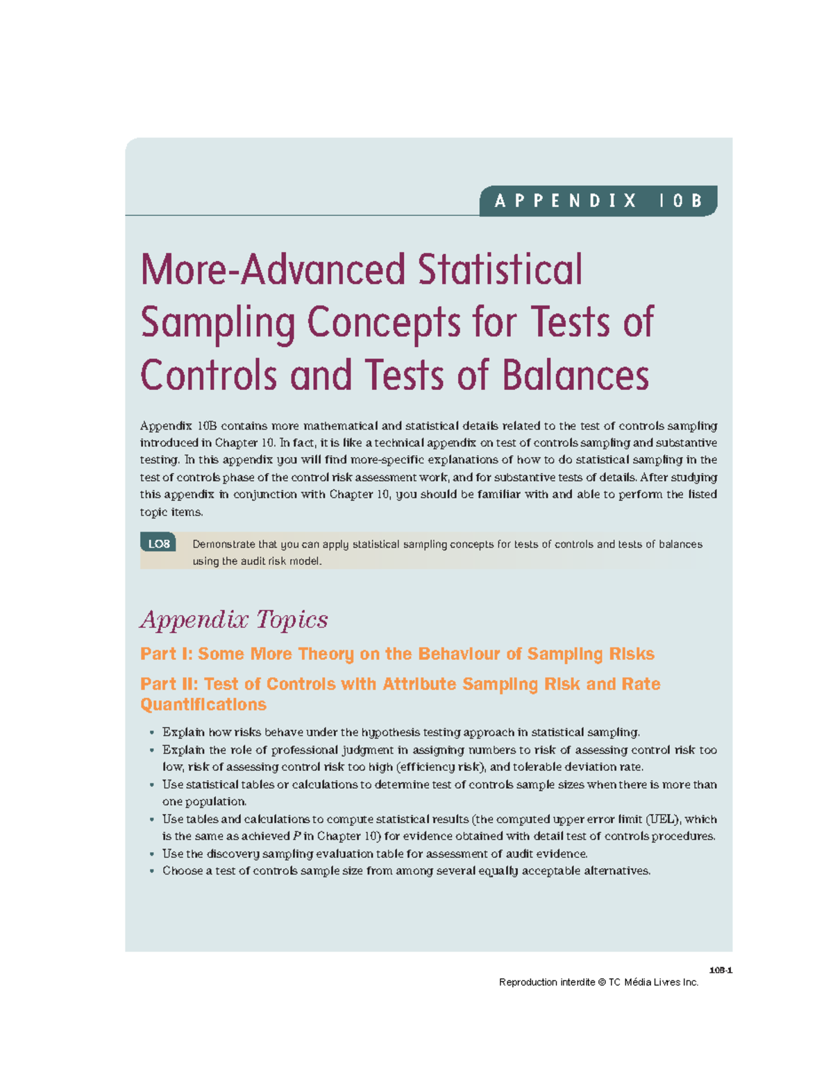 Statistical sample concepts - A P P E N D I X 1 0 B More-Advanced Statistical Sampling Concepts ...