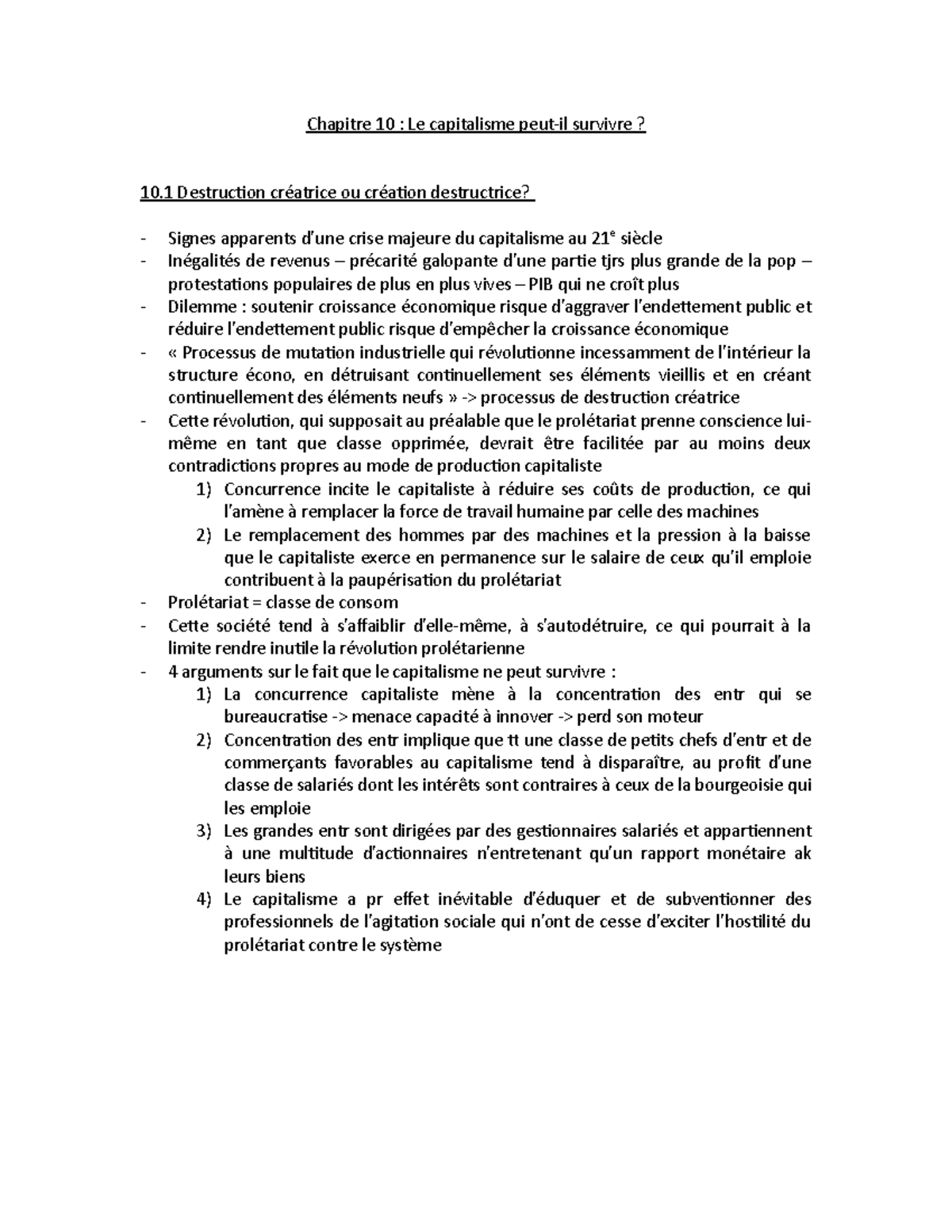 Chapitre 10 : «Le capitalisme peut-il survivre ?» - Chapitre 10 : Le ...