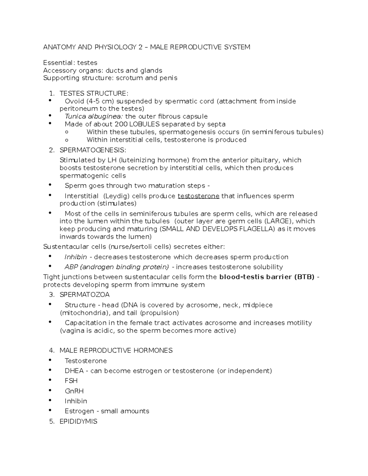 Anatomy and physiology 2 - ANATOMY AND PHYSIOLOGY 2 – MALE REPRODUCTIVE ...