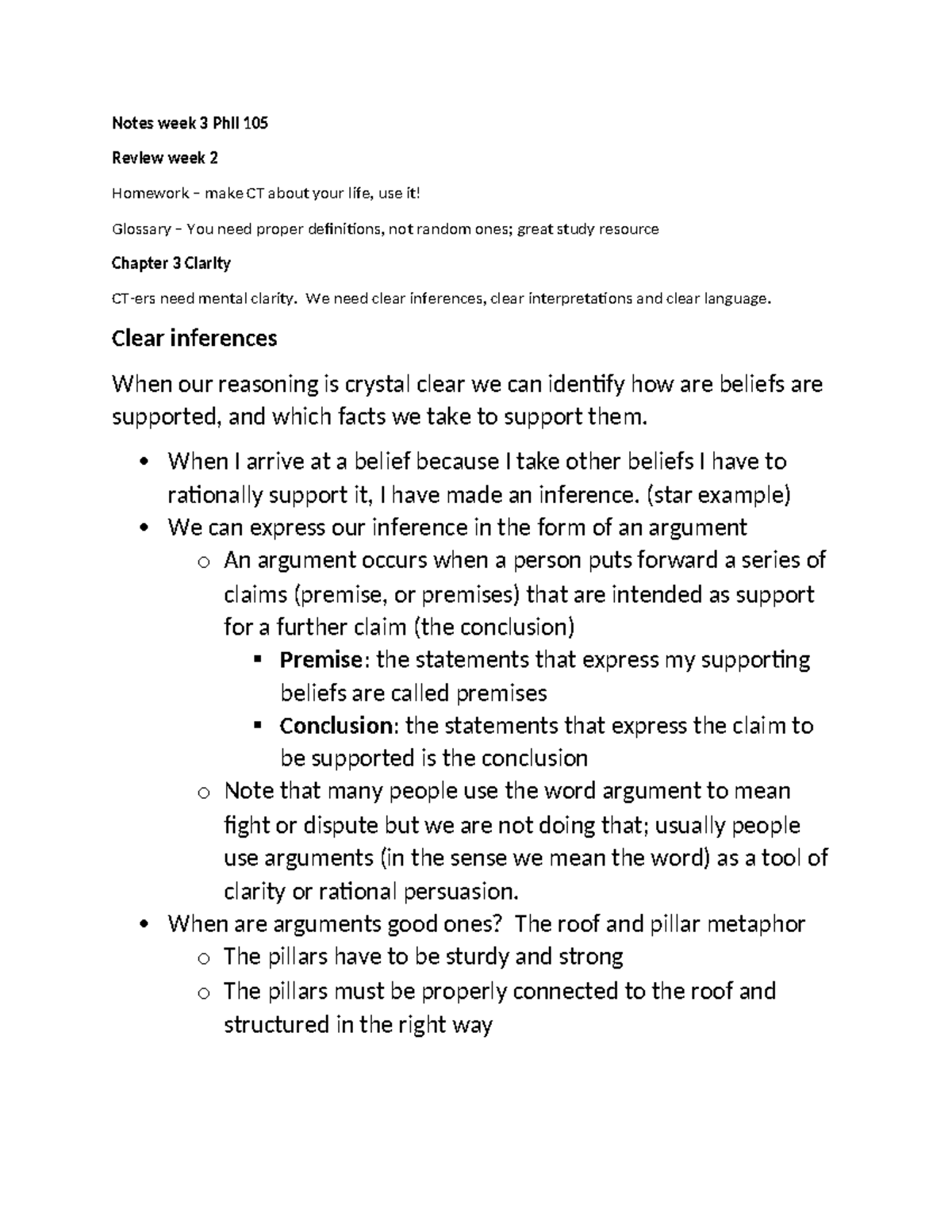 Lecture Notes Week 3 Notes Week 3 Phil 105 Review Week 2 Homework
