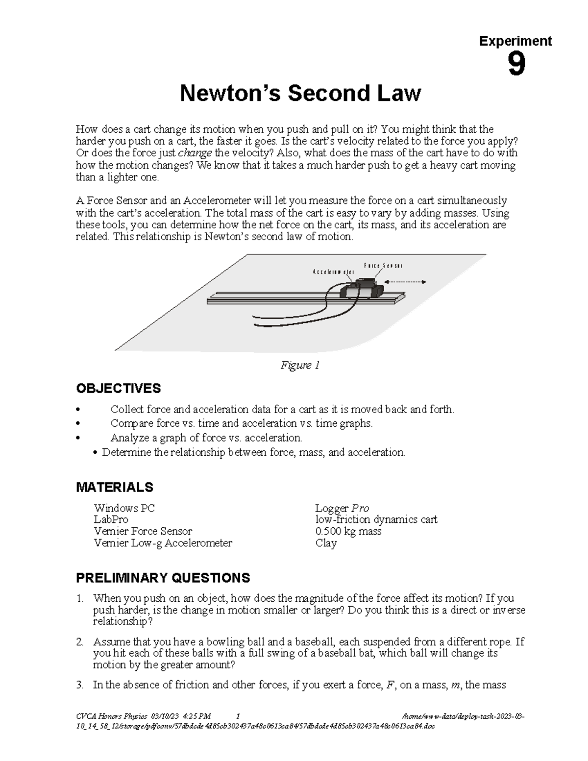 Experiment Second Law 9 - Studocu