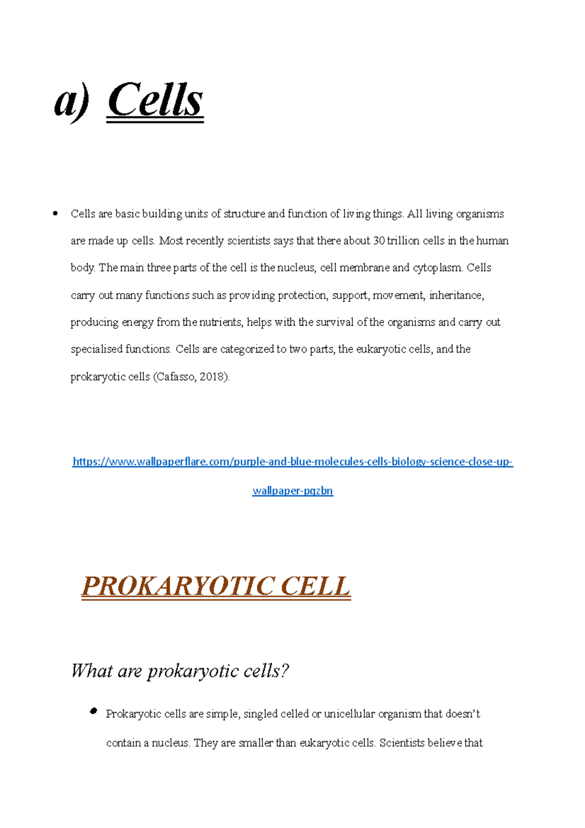 Introduction biology - Copy - a) Cells Cells are basic building units ...