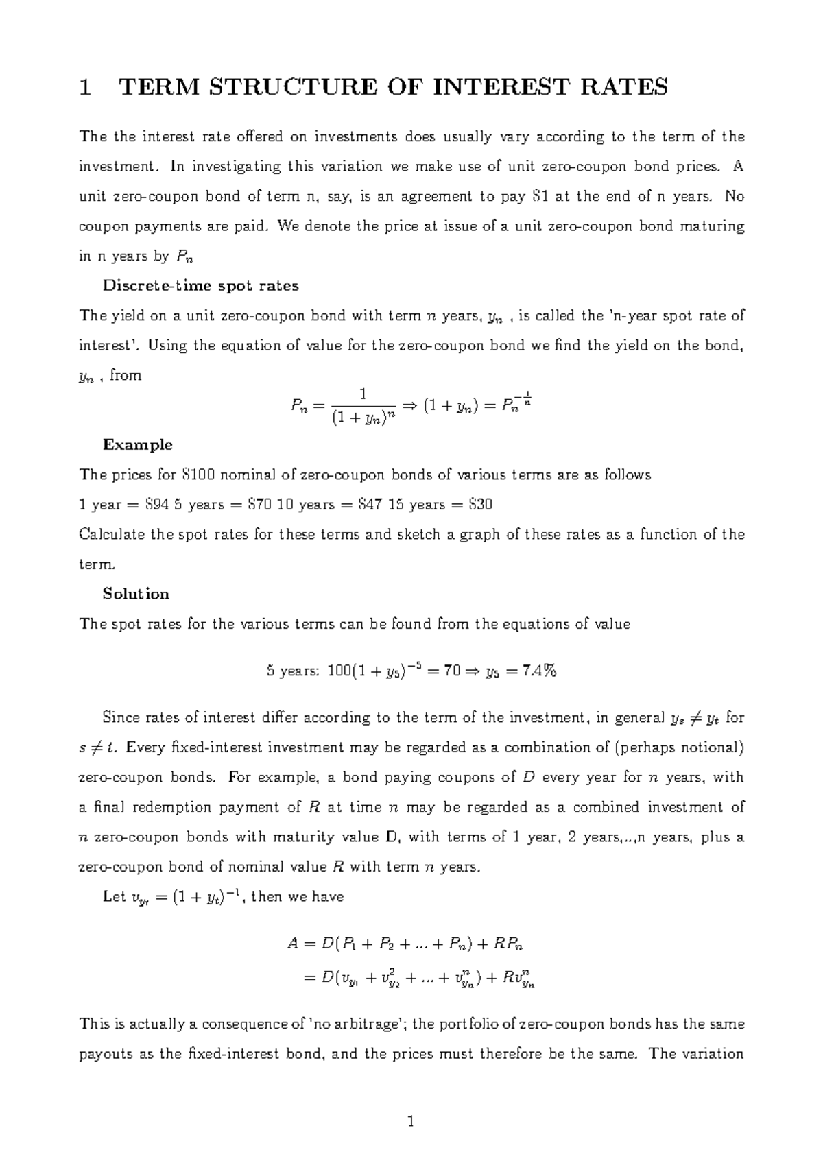 SAC 201 Lecture Four - ... - 1 TERM STRUCTURE OF INTEREST RATES The the ...