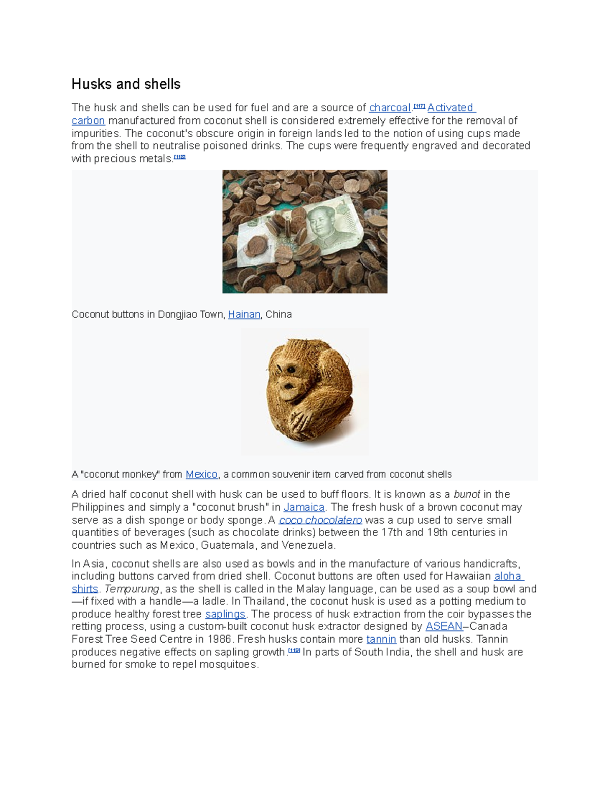 M Coconut Chusks AND Shells - Husks and shells The husk and shells can ...