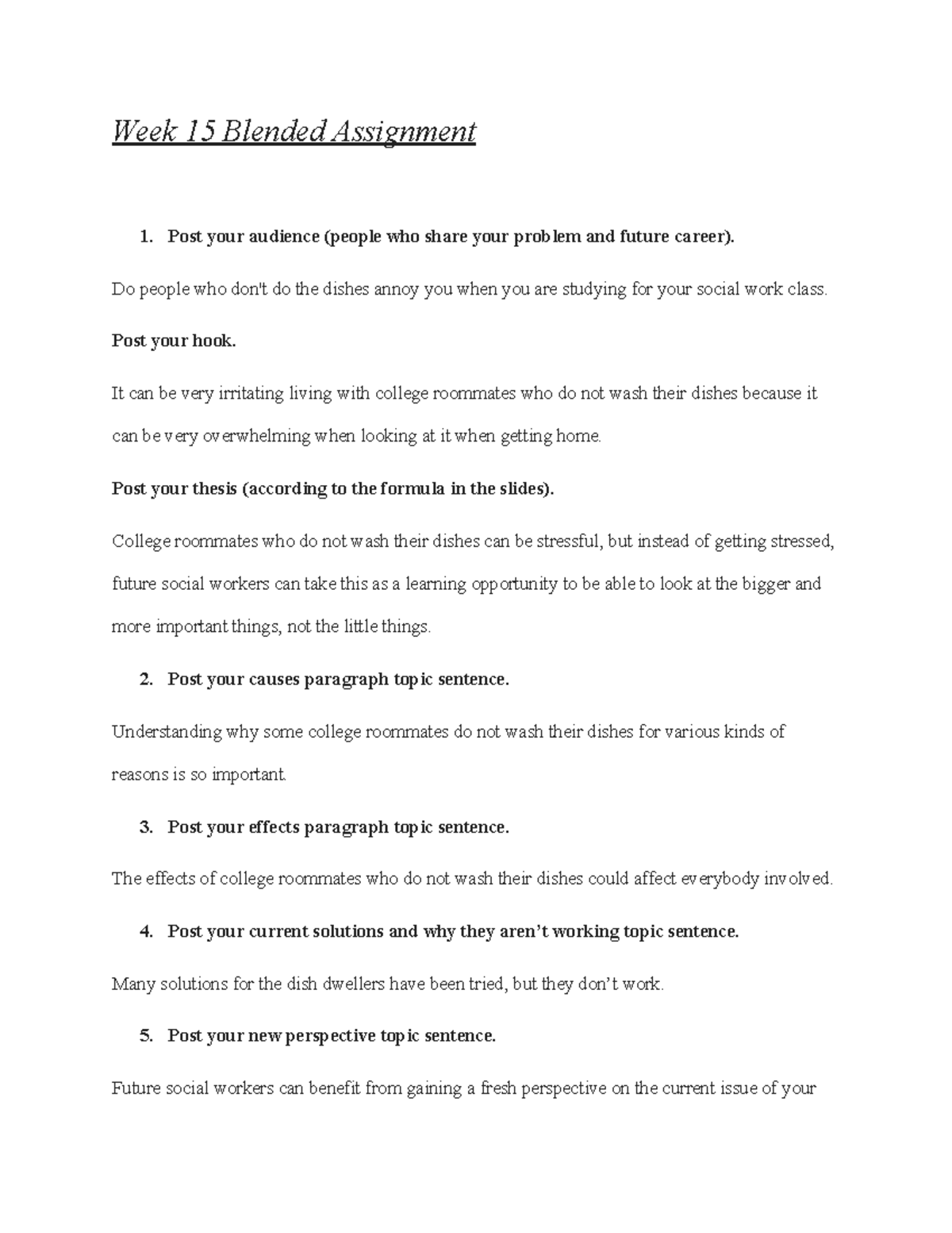 Week 15 Blended Assignment - Week 15 Blended Assignment Post your ...