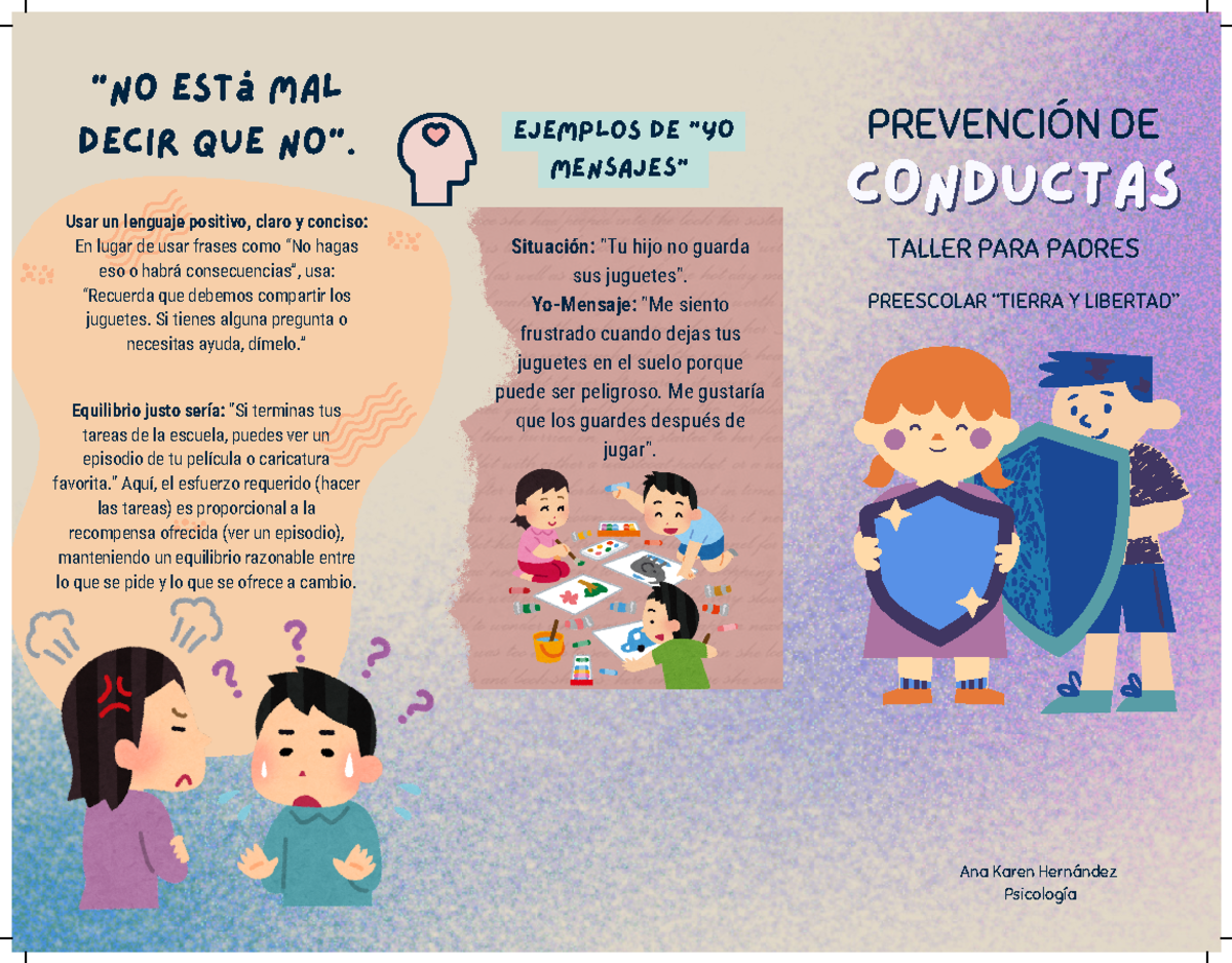 Tríptico sobre Prevención de conductas - CONDUCTASCONDUCTAS PREVENCIÓN DE TALLER PARA PADRES ...