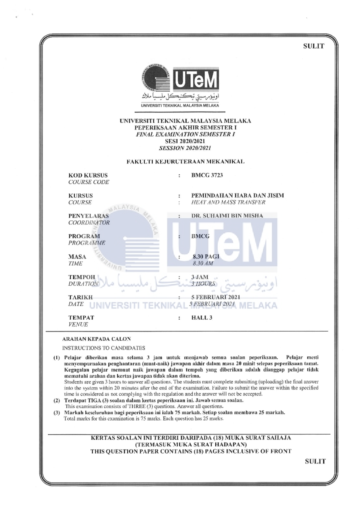 Bmcg3723012021 Pemindahan Haba Dan Jisim Heat And Mass Transfer - SULIT ...