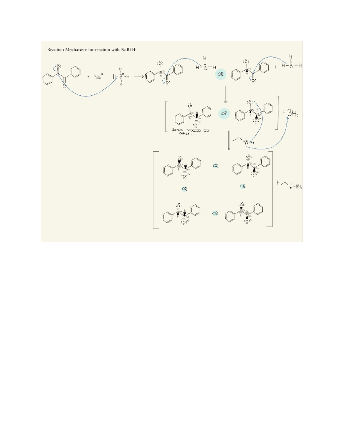 Reduction of benzil - Reaction Mechanism for reaction with NaBH4 H H :O ...