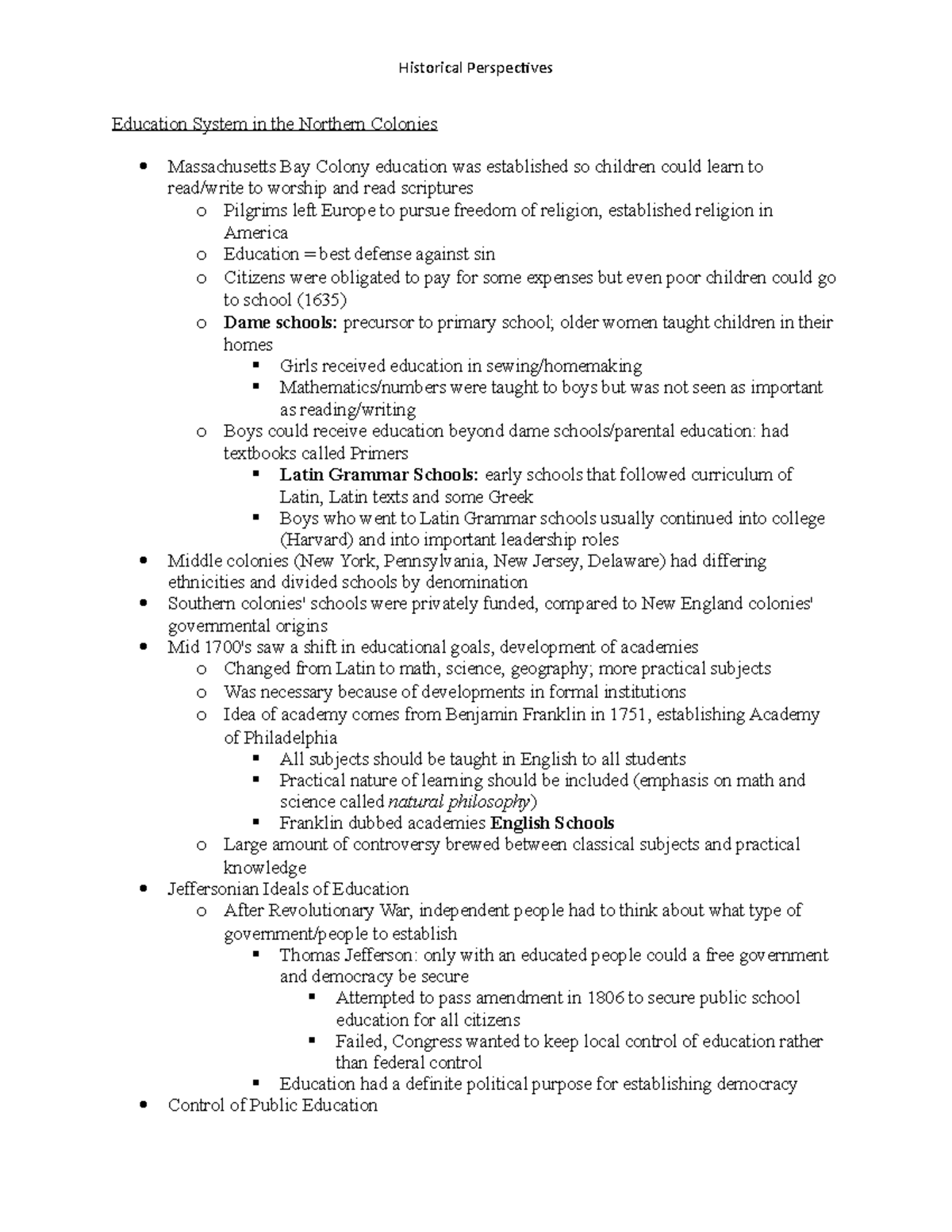 Historical Perspectives - Historical Perspectives Education System in ...