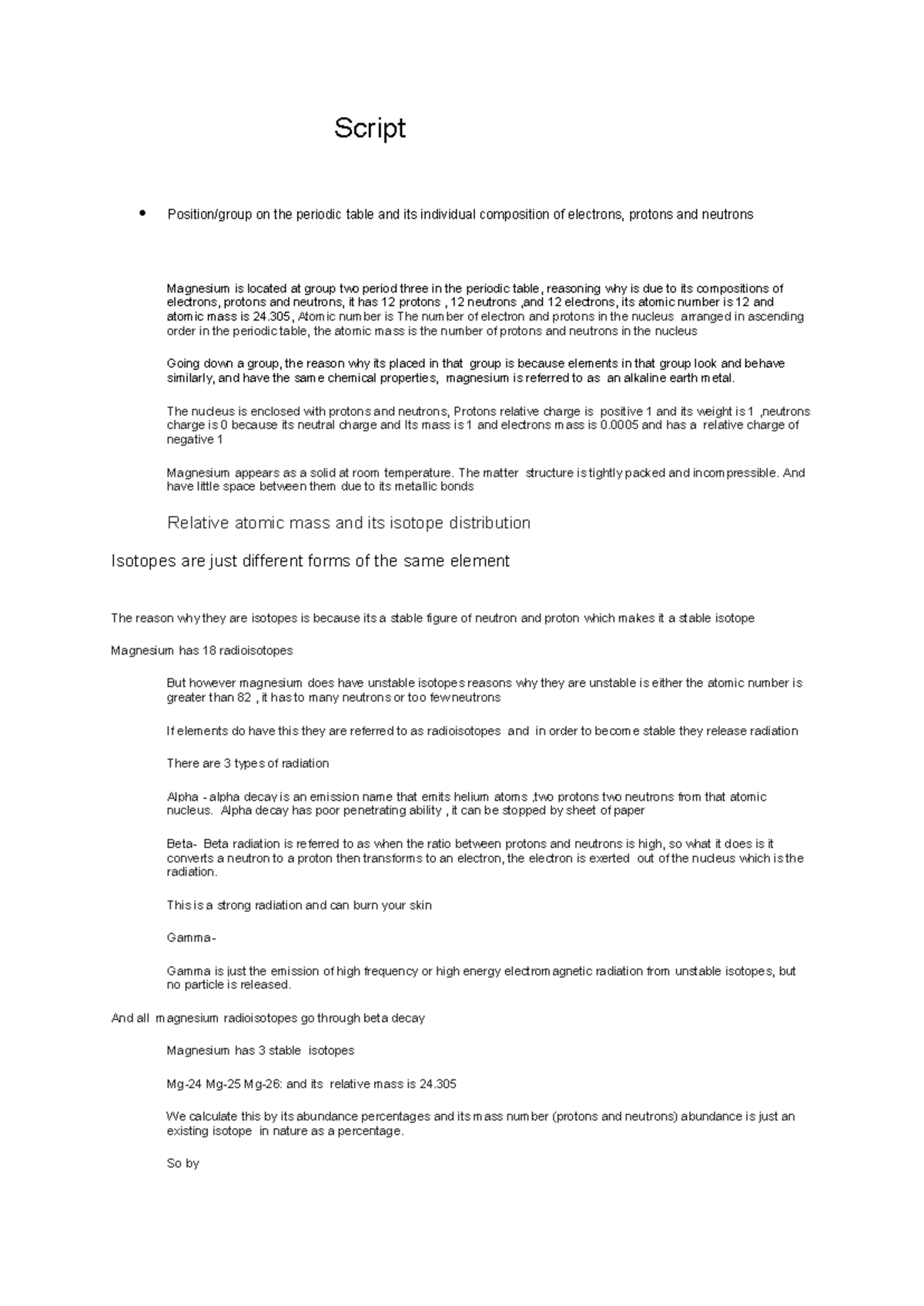 Script - Script Position/group on the periodic table and its individual composition of electrons ...