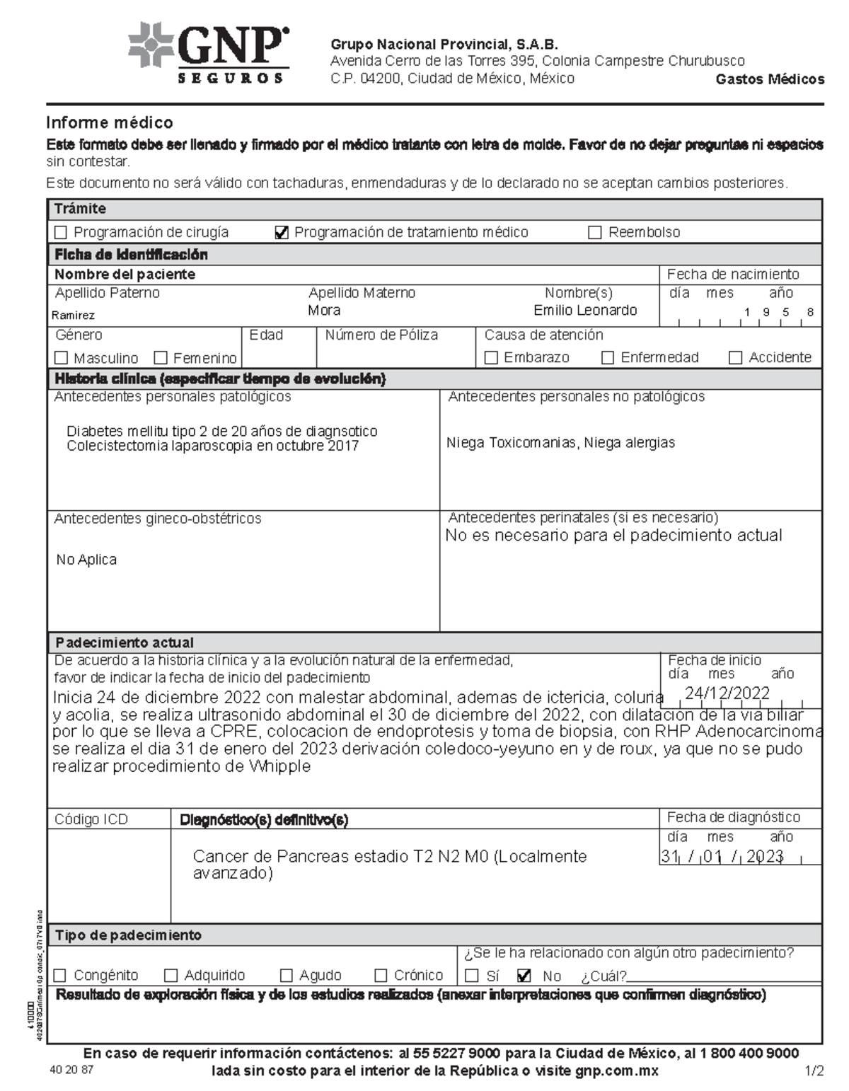 GN Formato Informe Medico - Condiciones Generales Premier Colectivo 1 1 ...