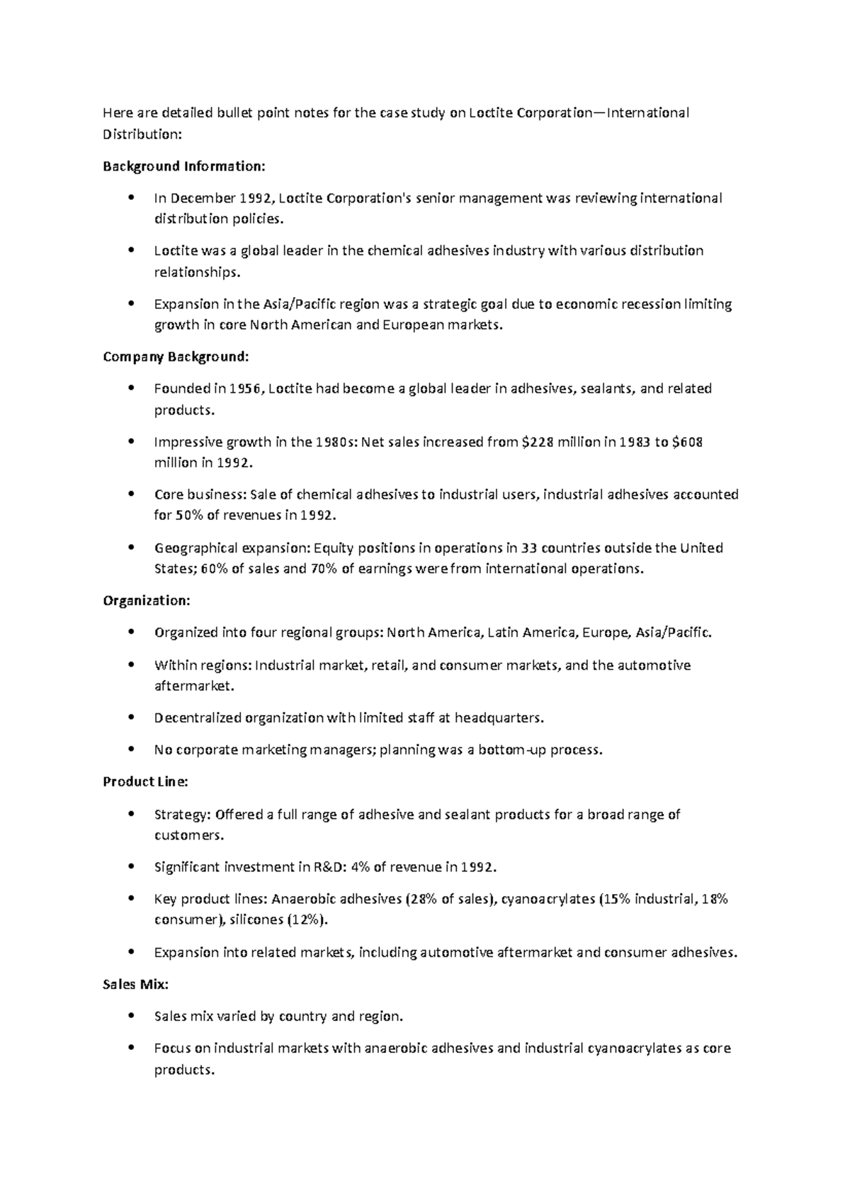 Loctite - Business Marketing Management: B2B - Here are detailed bullet ...