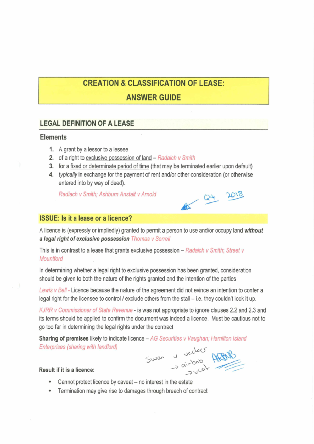Creation + classifaction of lease - CREATION & CLASSIFICATION OF LEASE ...