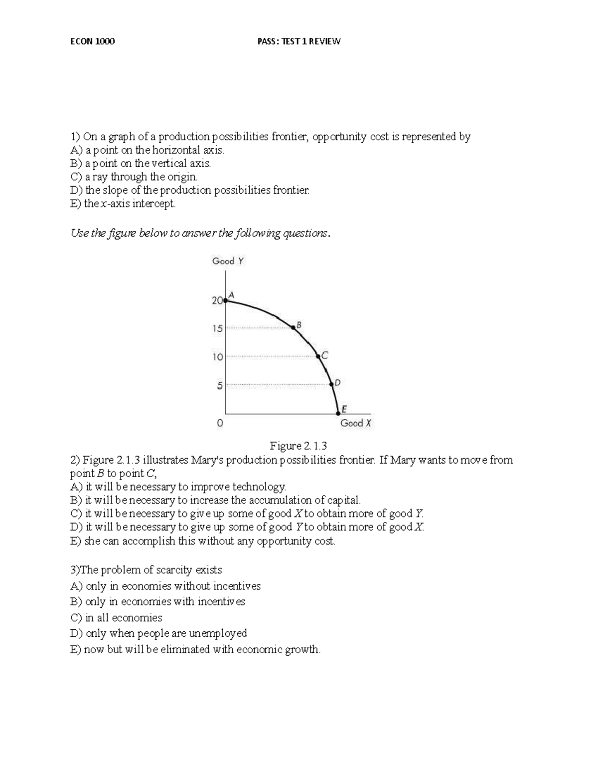 ECON 1000 PASS TEST 1 Review Worksheet Student COPY - econ 1000 - Yorku ...