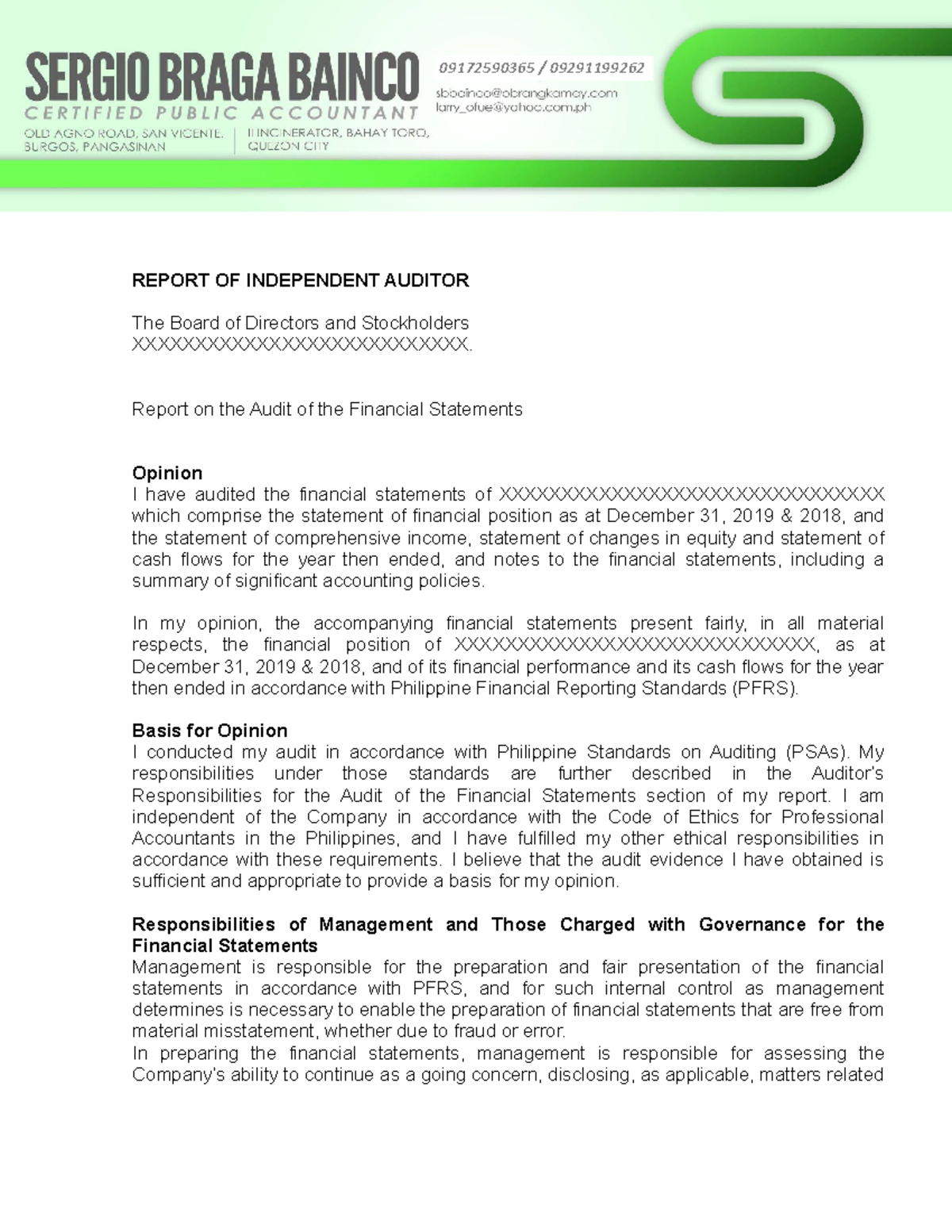 2019 Icreate Audit Report - REPORT OF INDEPENDENT AUDITOR The Board of ...