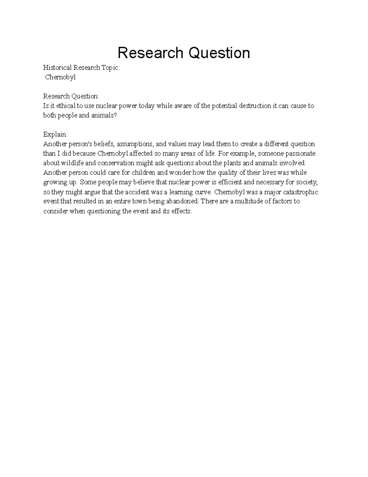 Research Question- Shayla Shuman HIS-100-H1690 - Research Question ...